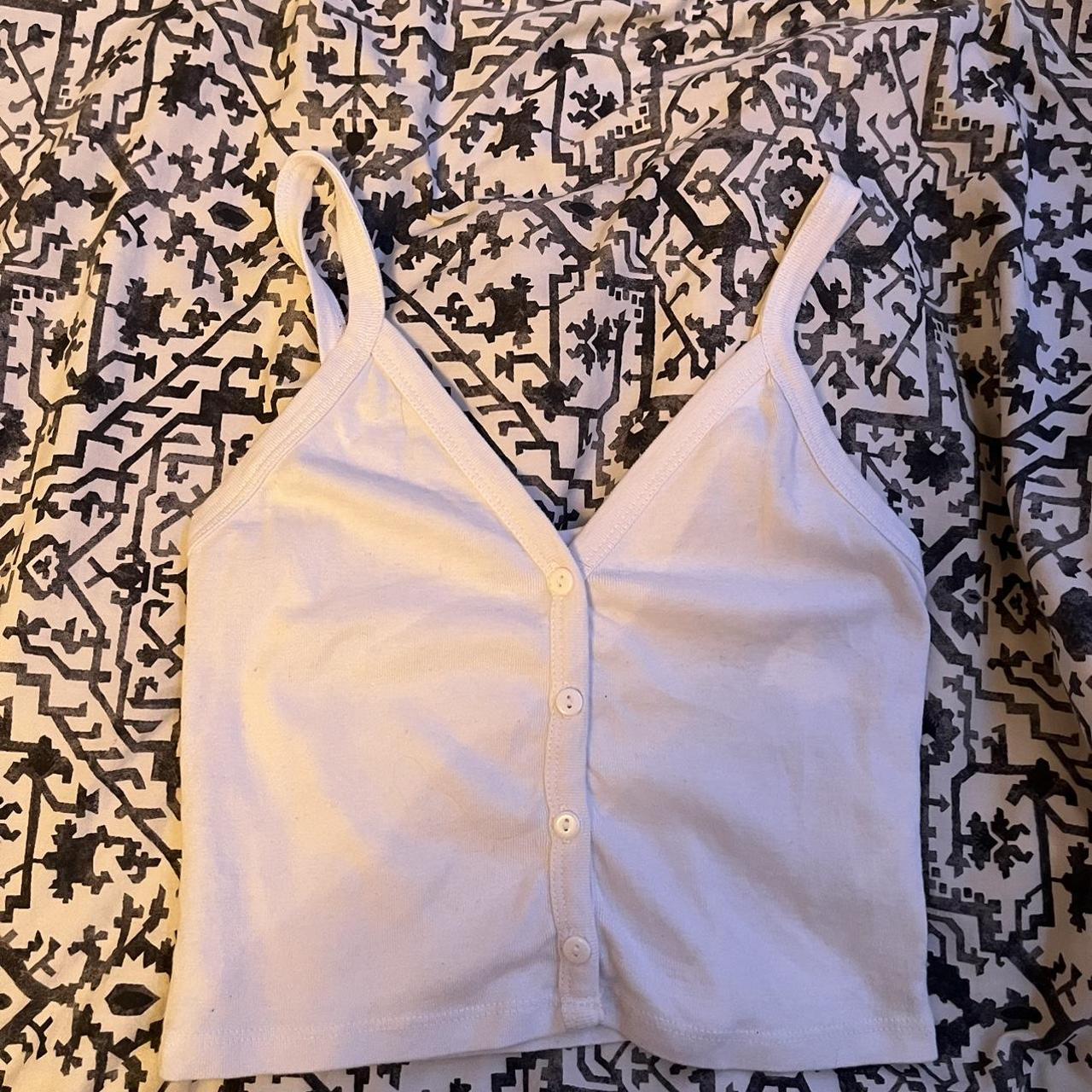 white button up tank top from subdued size small fit... - Depop