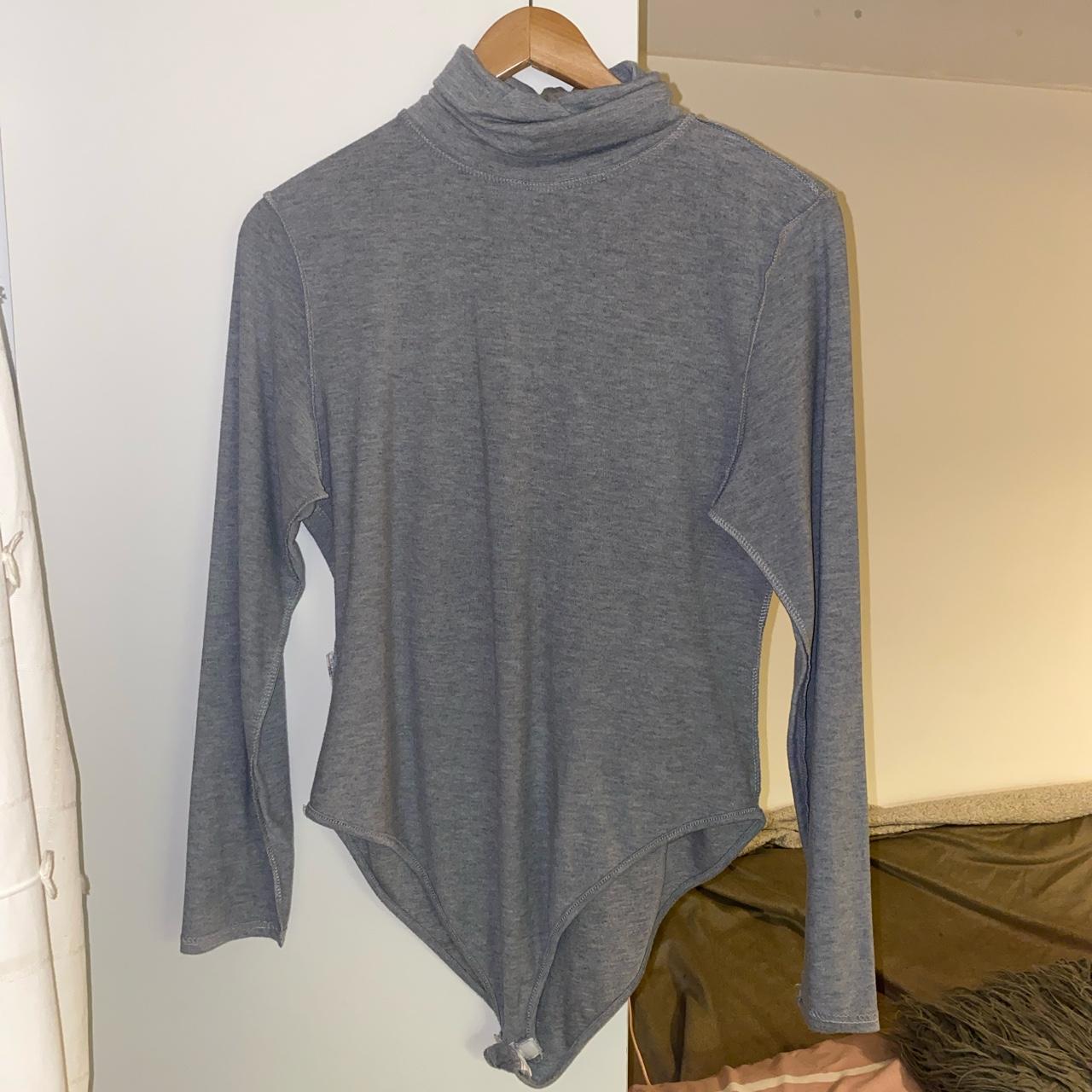 Grey turtle neck long sleeve bodysuit - Depop