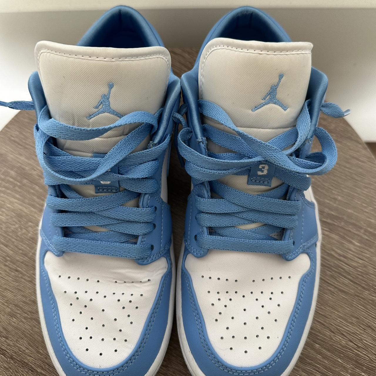 worn nike light blue dunks! - Depop