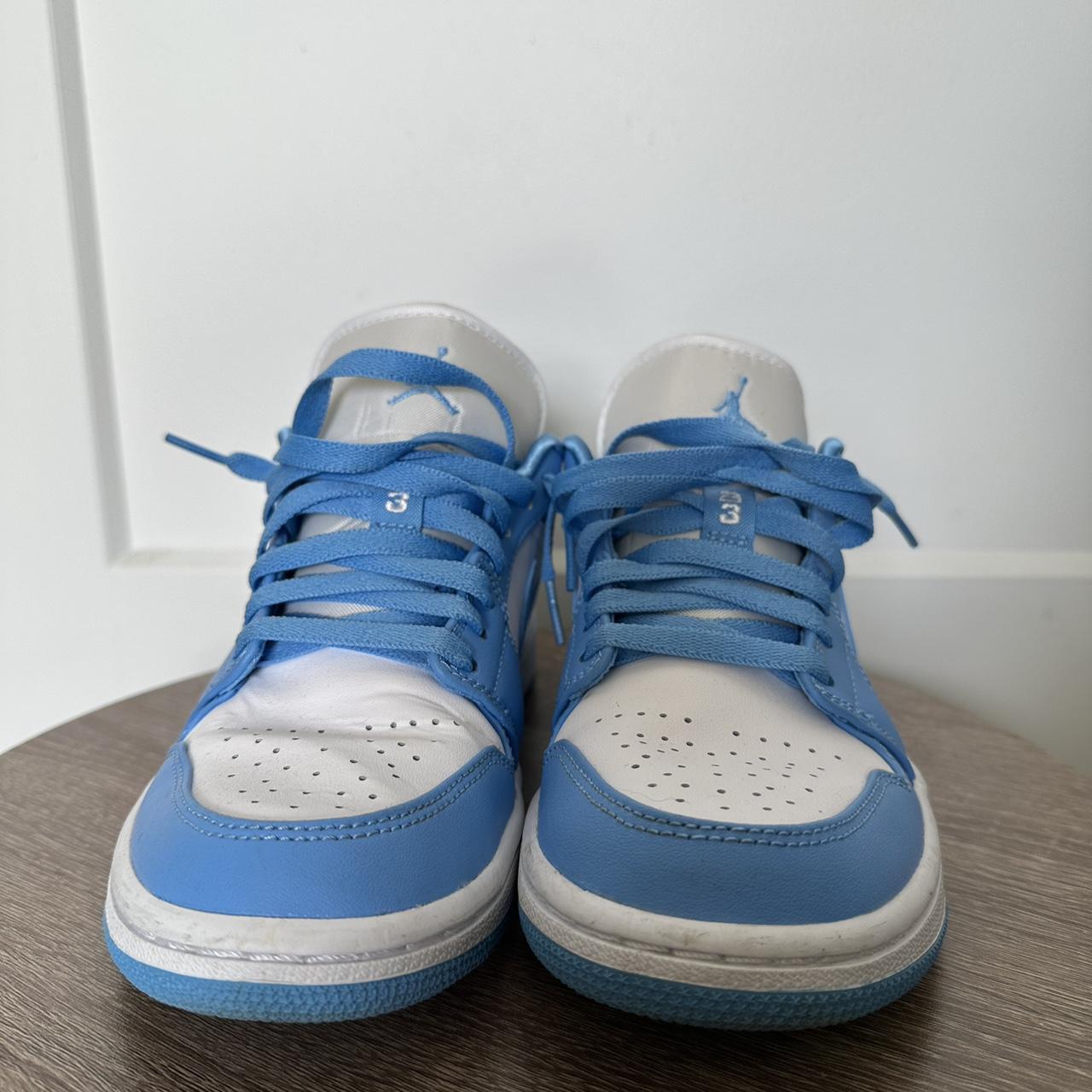 worn nike light blue dunks! - Depop