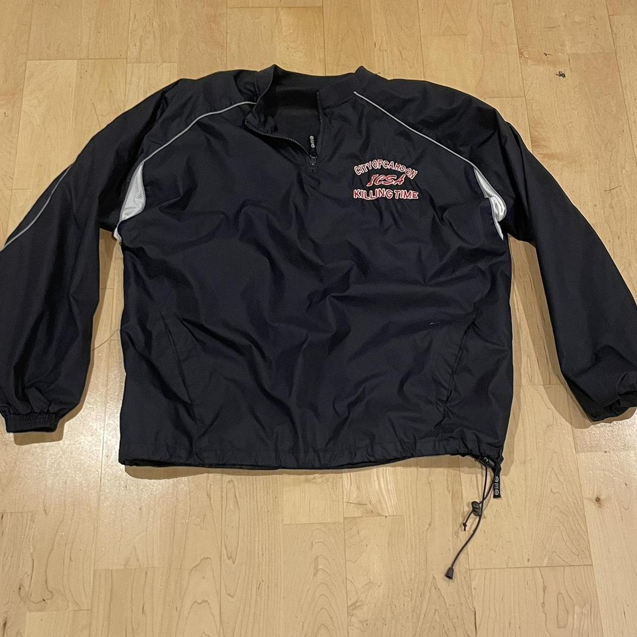 navy blue windbreaker Large fits like a... - Depop