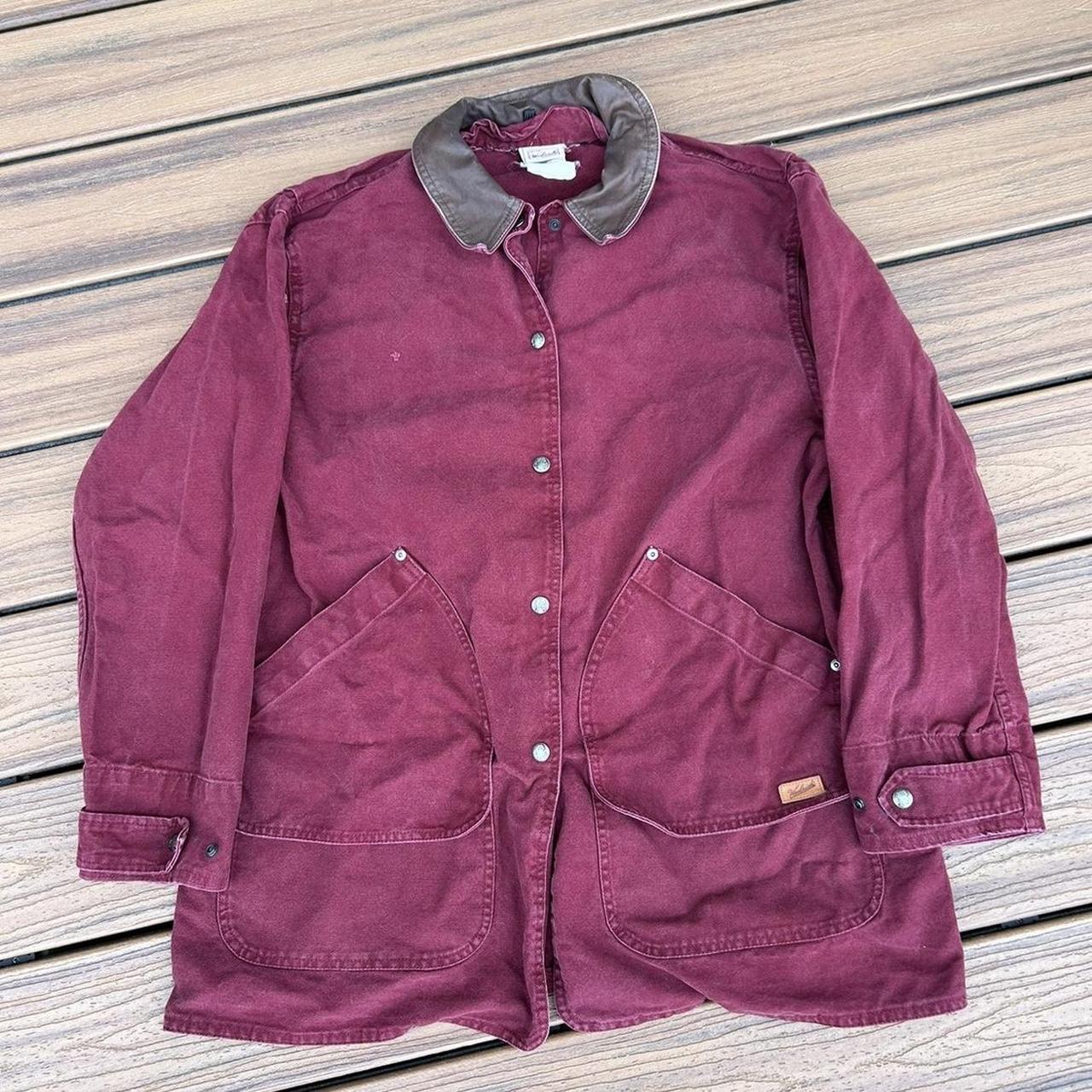 Vintage Woolrich Rad Maroon Chore Work Jacket... - Depop