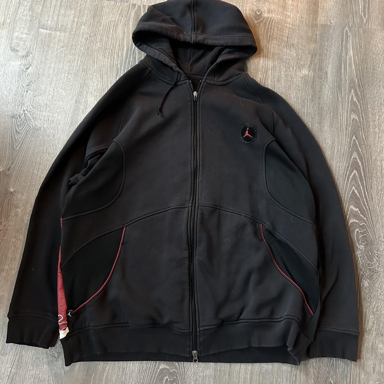 Black Red Retro 8 Jordan Jumpman Full Zip Up Hoodie... - Depop