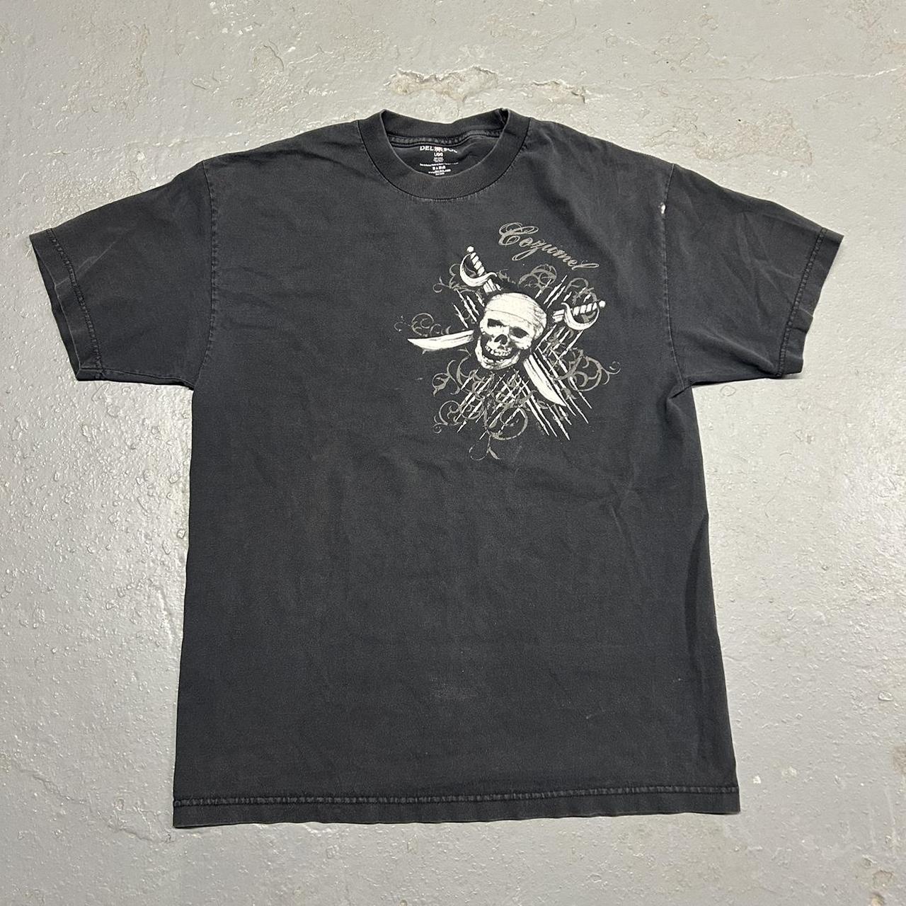 Black Y2K Punk Grunge Skull Skeleton Rave Tee... - Depop