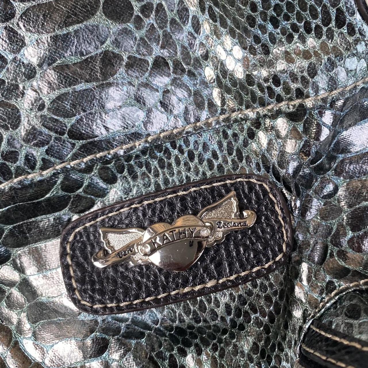 blue-silver metallic y2k shoulder bag crocodile... - Depop