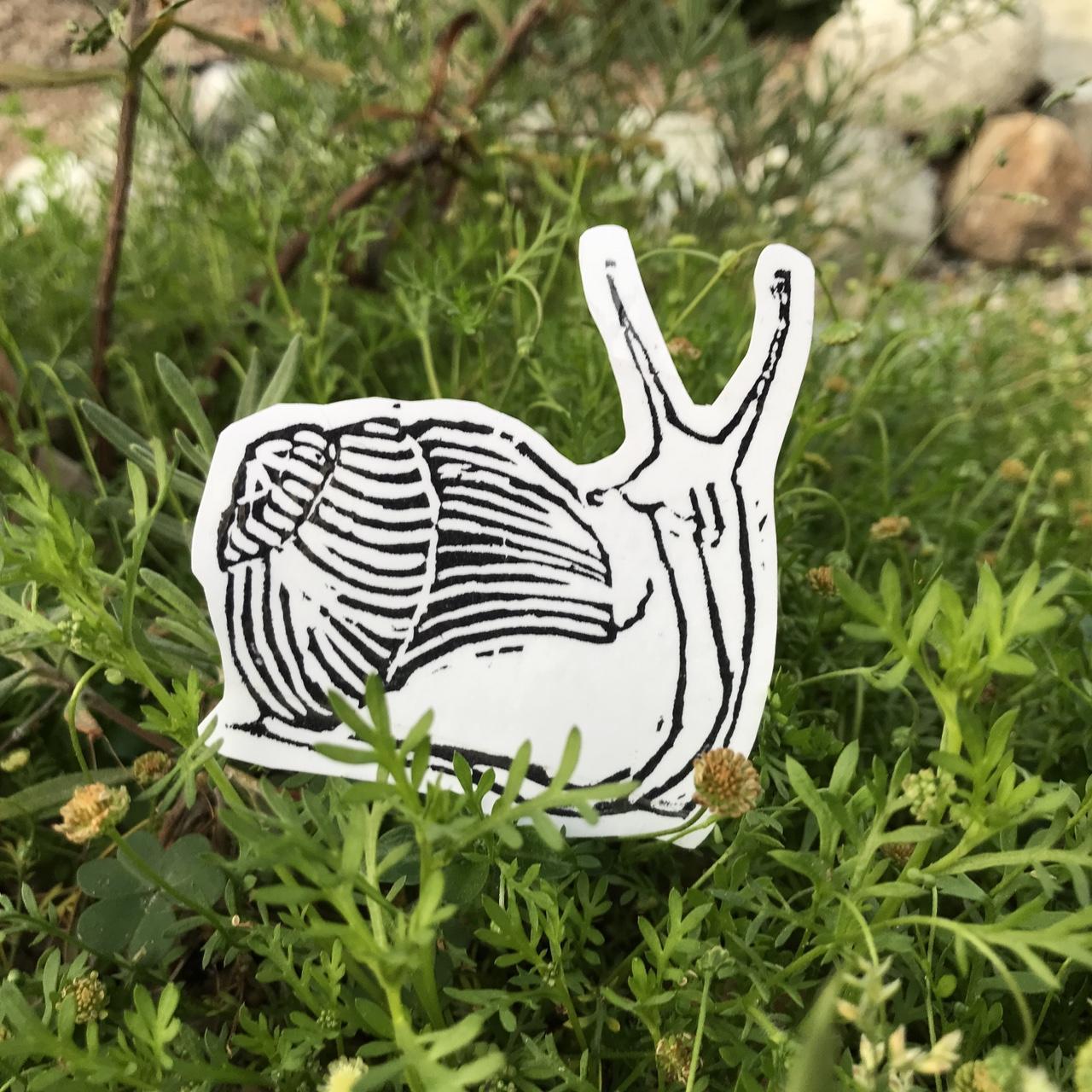 Snail linocut sticker 🐌 around 2.5 x 2.5... - Depop