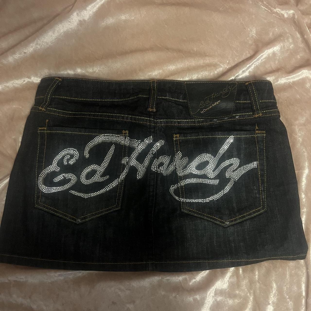 Ed hardy rhinestone mini skirt #edhardy #emo #y2k... - Depop