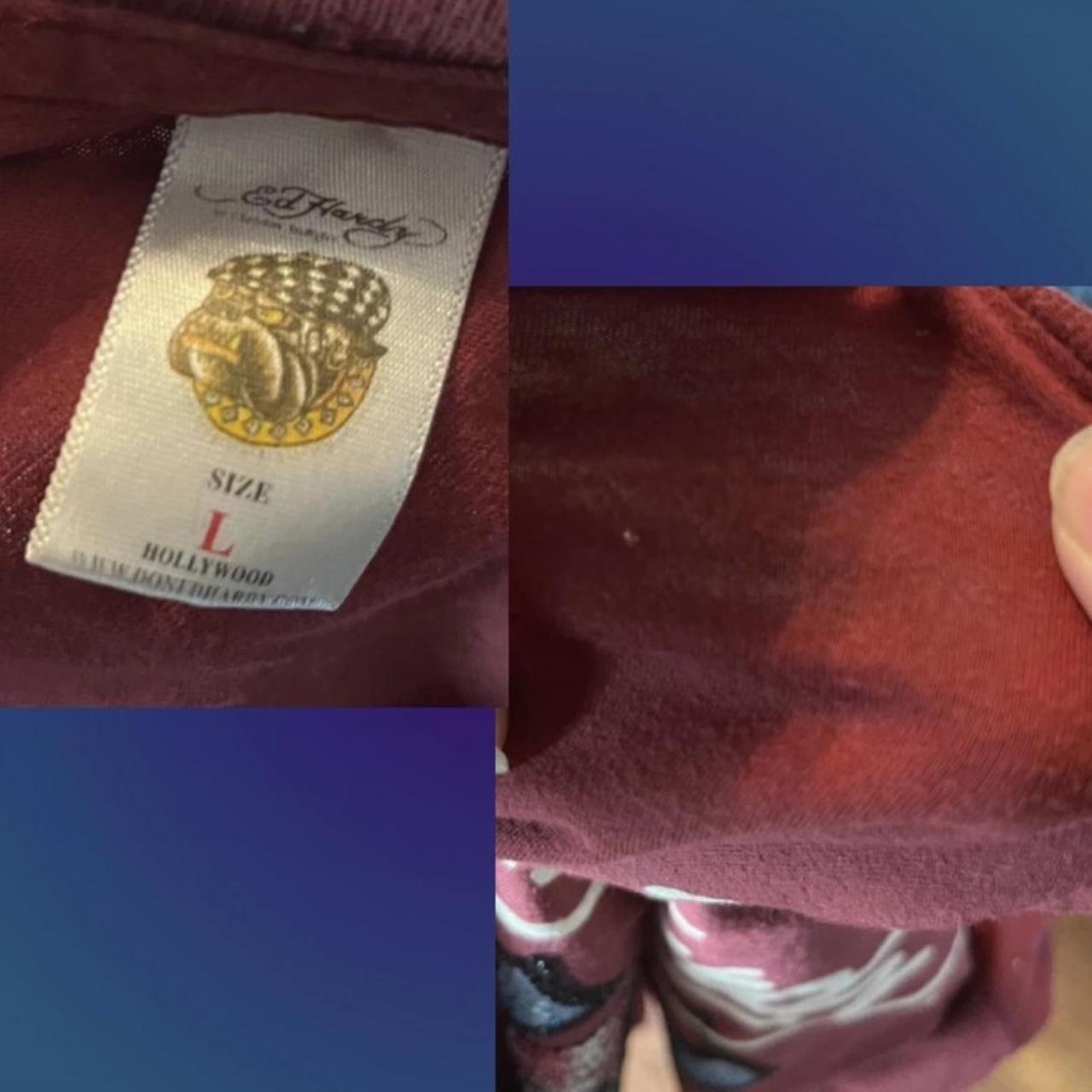 Y2k grunge Maroon ed hardy gone in 58 seconds... - Depop