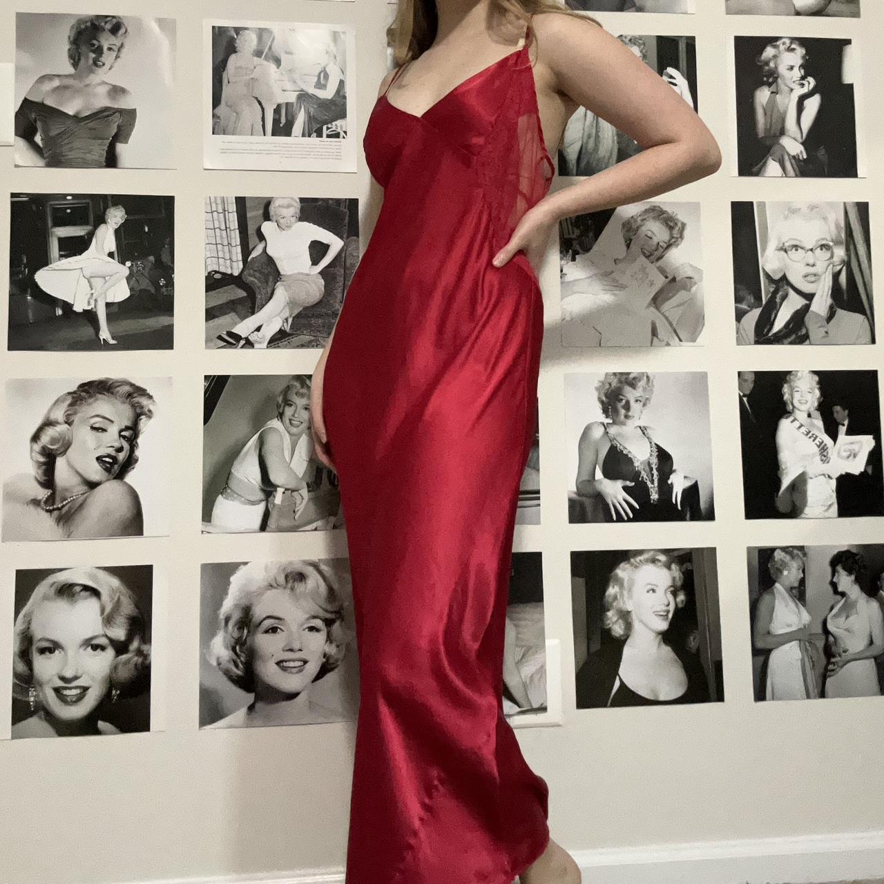 Stunning Victoria’s Secret cherry red satin maxi... - Depop