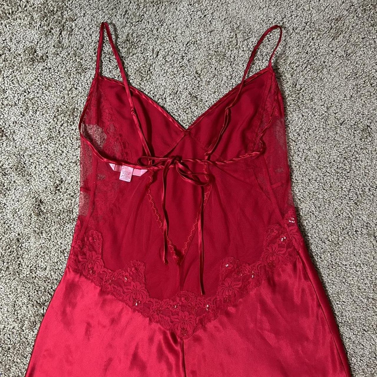 Stunning Victoria’s Secret cherry red satin maxi... - Depop