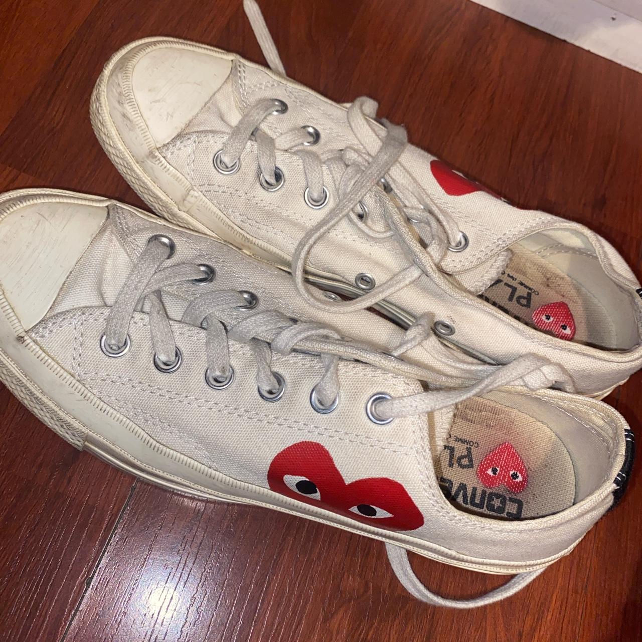 Comme Des Garçons converse low top cream color Good... - Depop