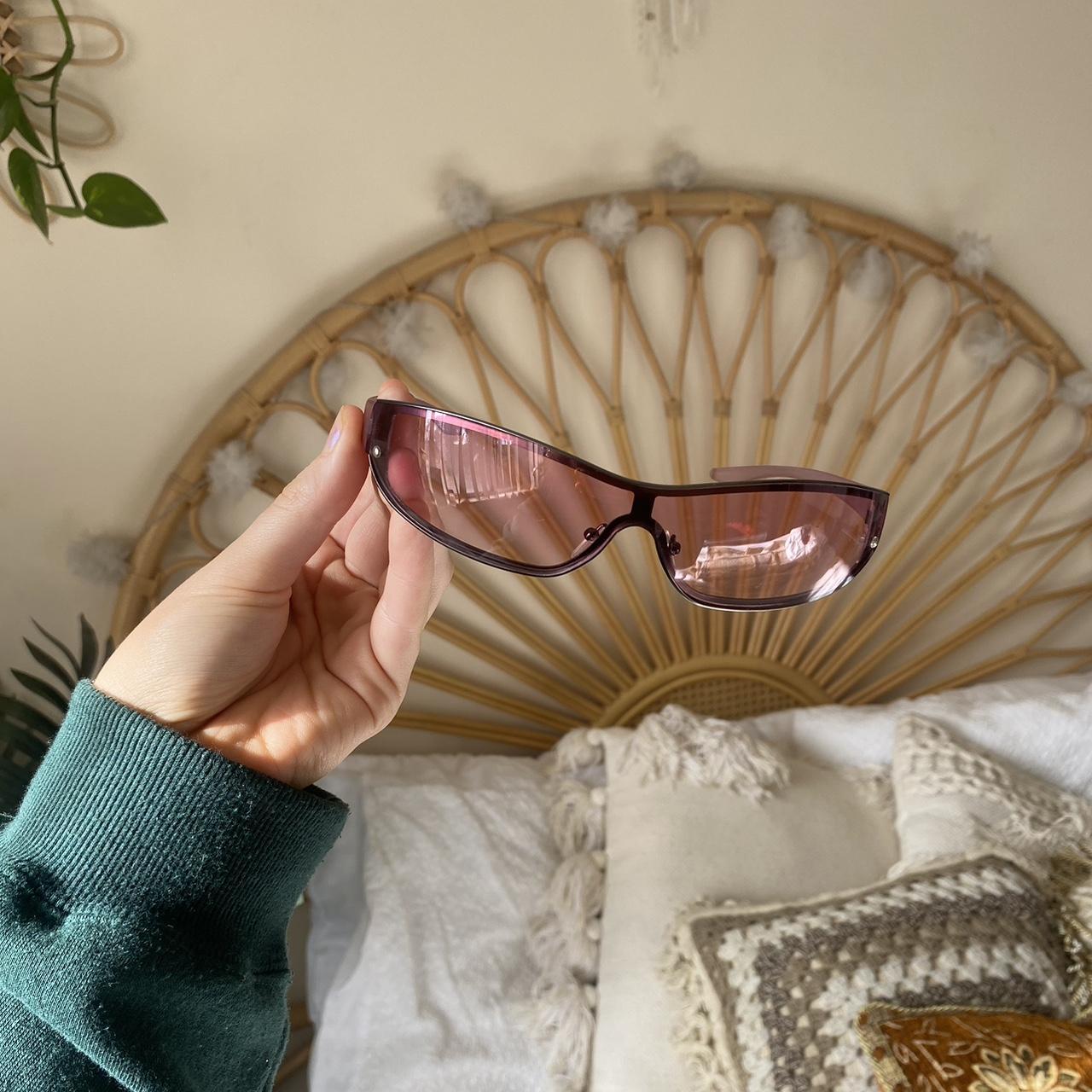 Y2k pink with hardware framed vintage sunglasses - Depop