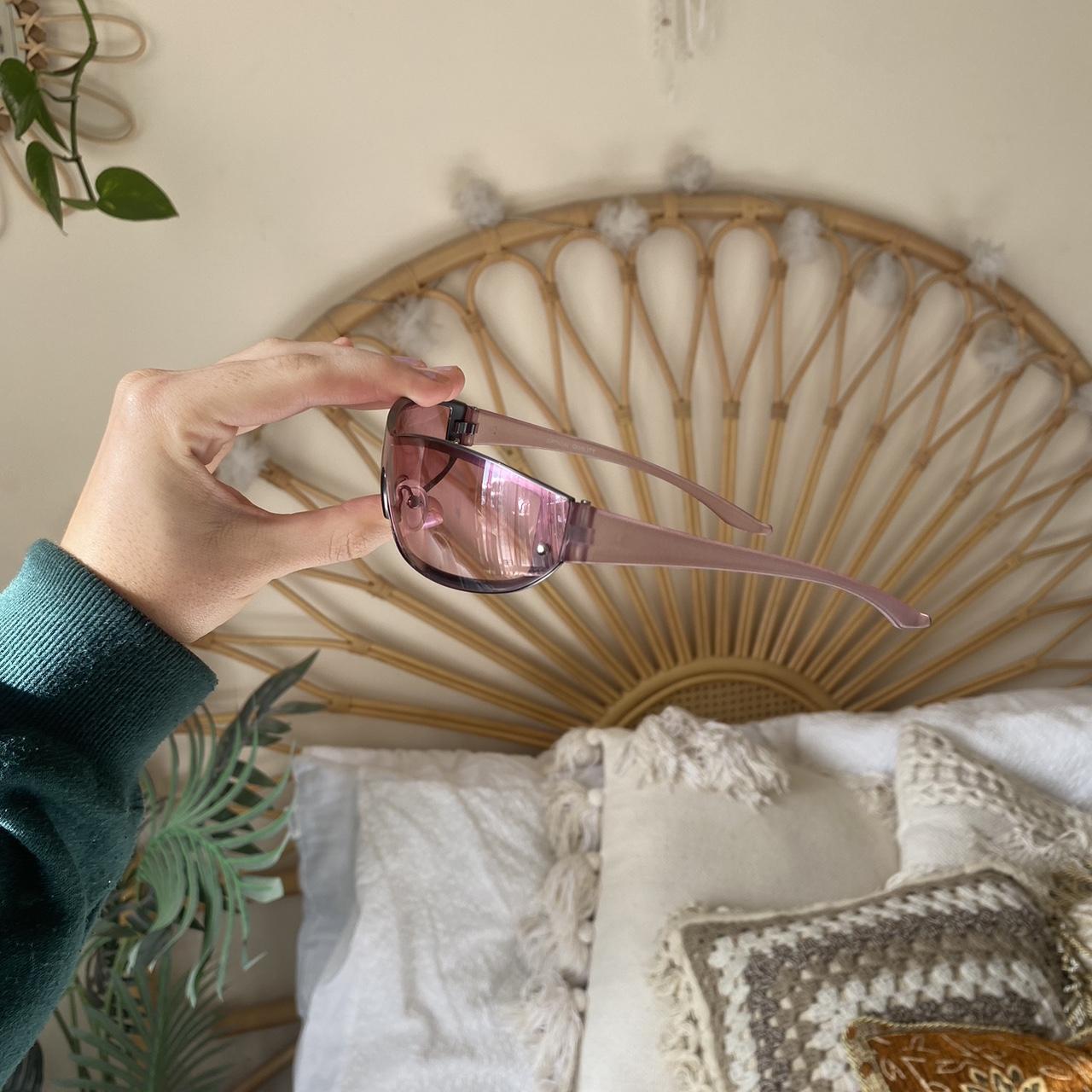 Y2k pink with hardware framed vintage sunglasses - Depop