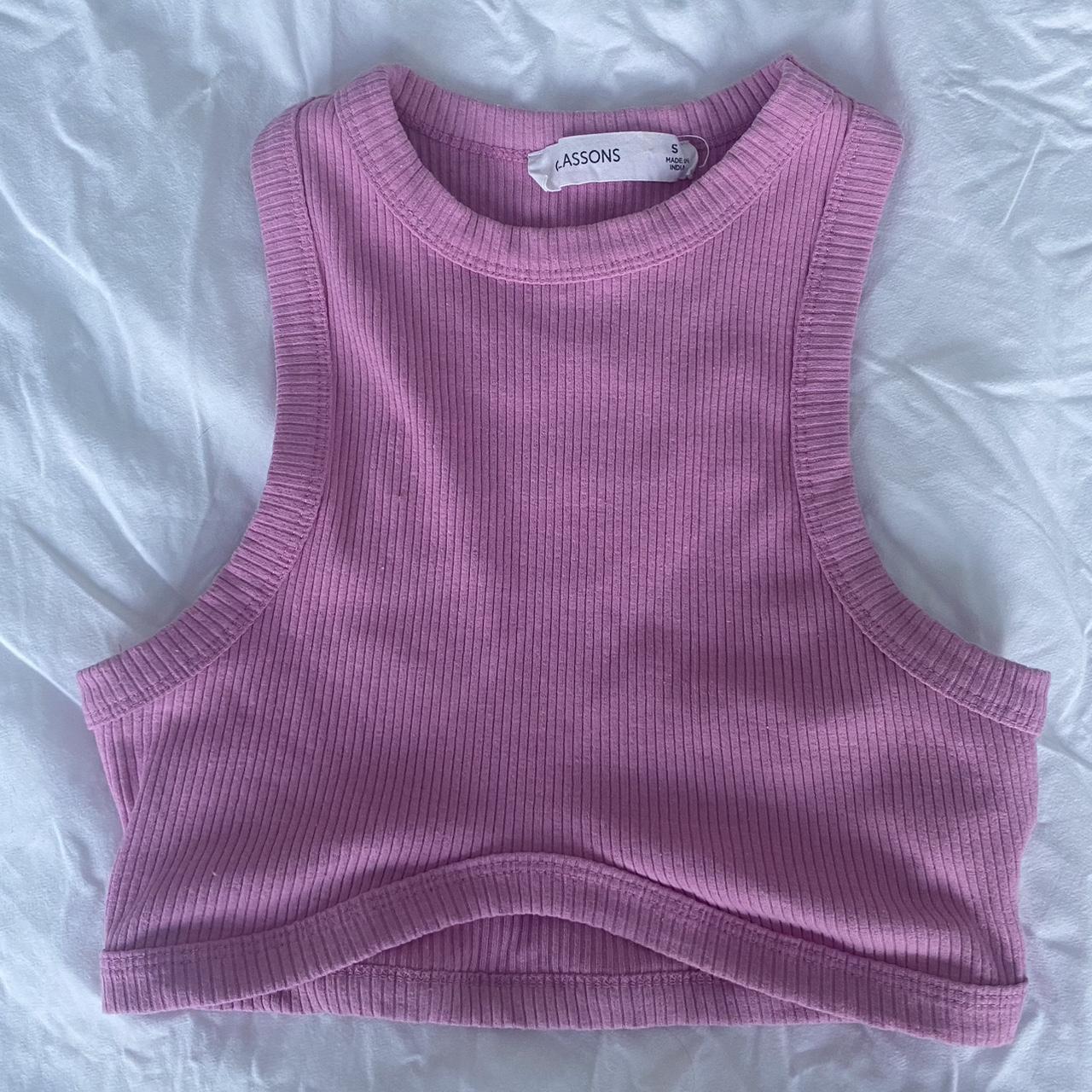 Glasson curve hem super rib tank - pink Size small... - Depop