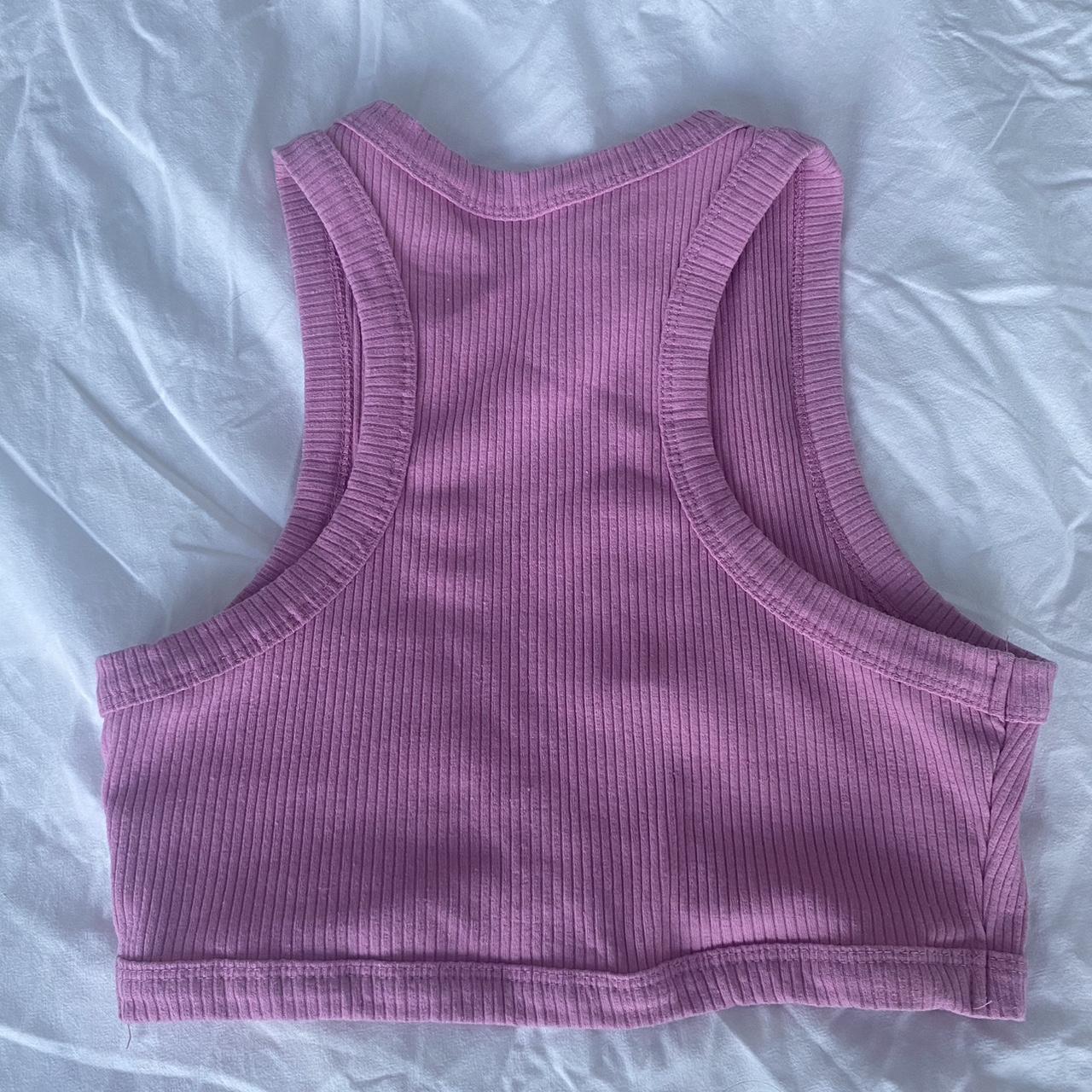 Glasson curve hem super rib tank - pink Size small... - Depop
