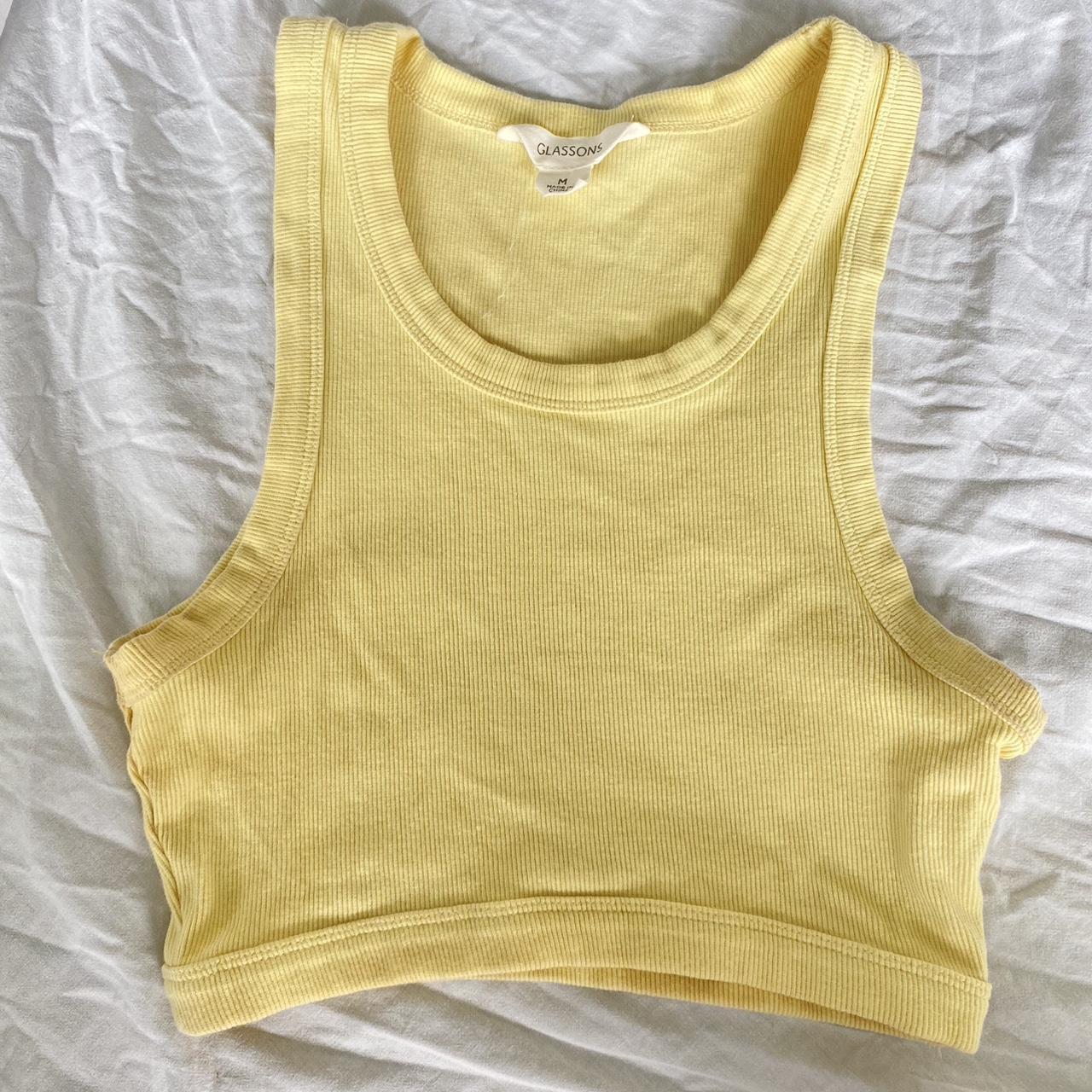 Glasson curve hem super rib tank - yellow Size... - Depop