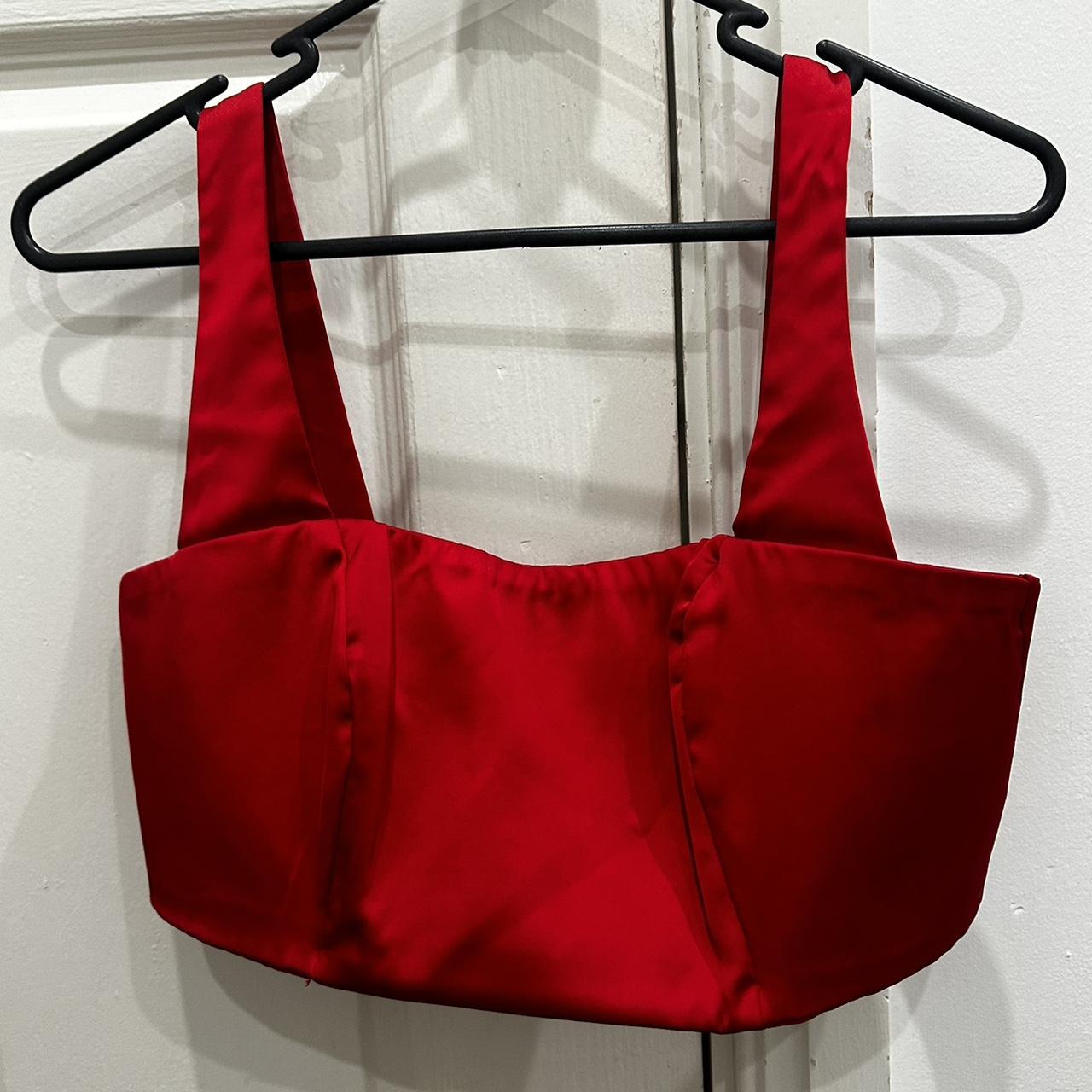 Red satin crop top #crop-top - Depop