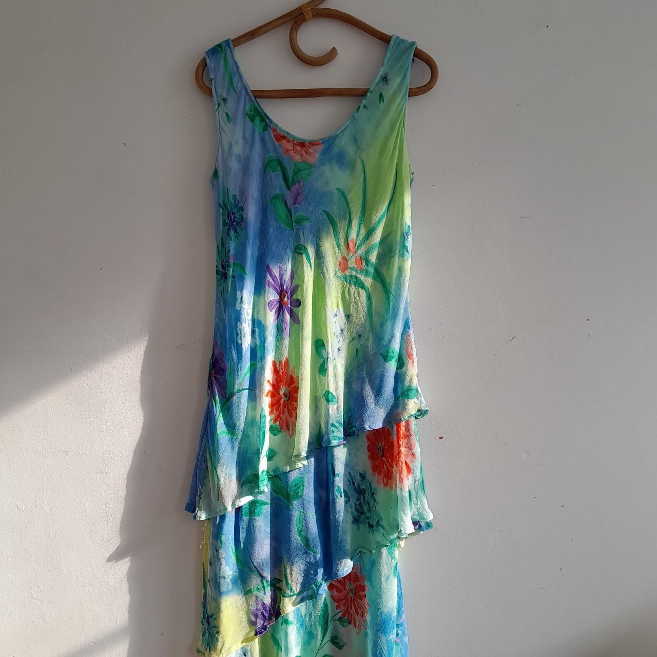90s phool dress with scooped and and layered body... - Depop