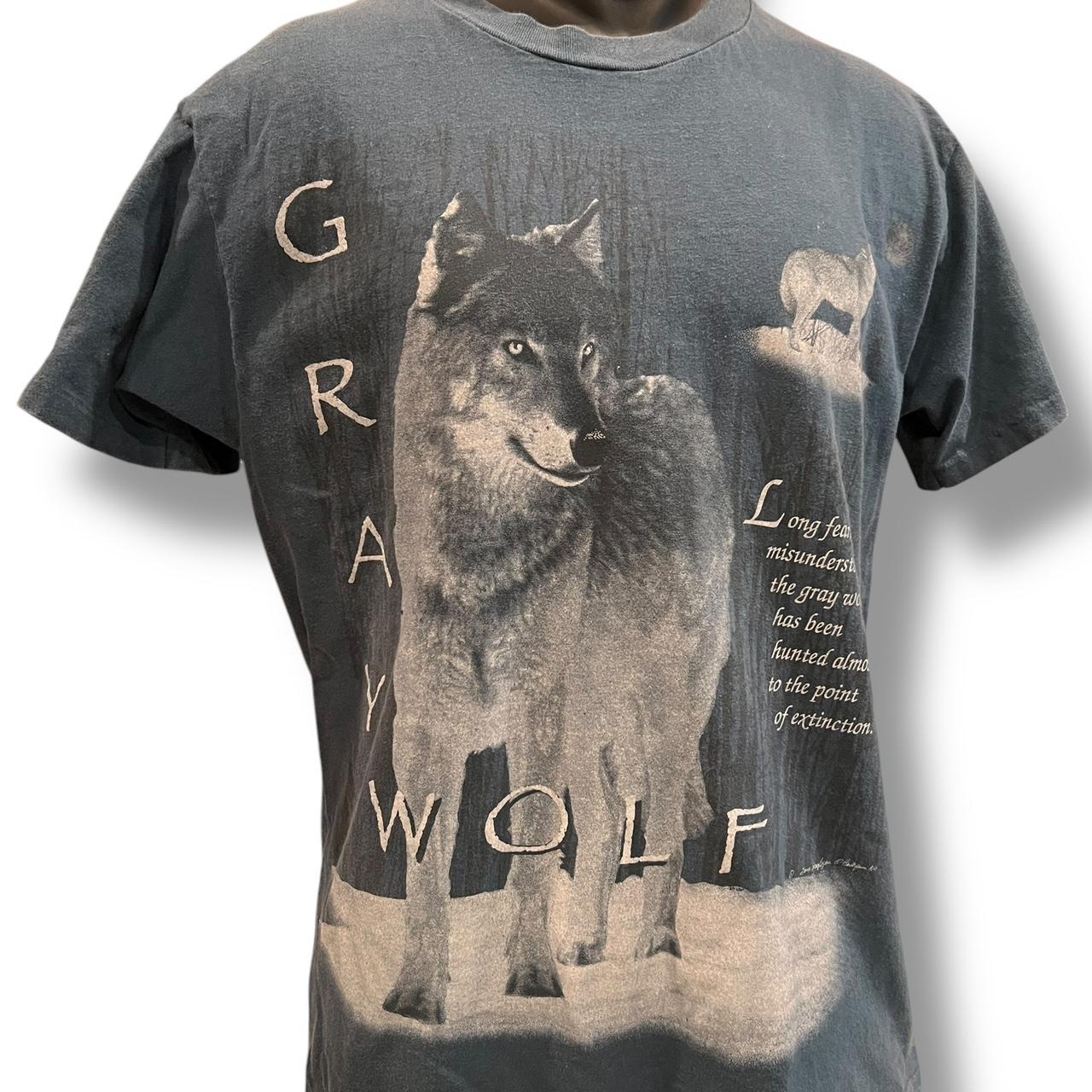 Vintage 90s Wolf All Over Print Shirt Medium Single... | Depop