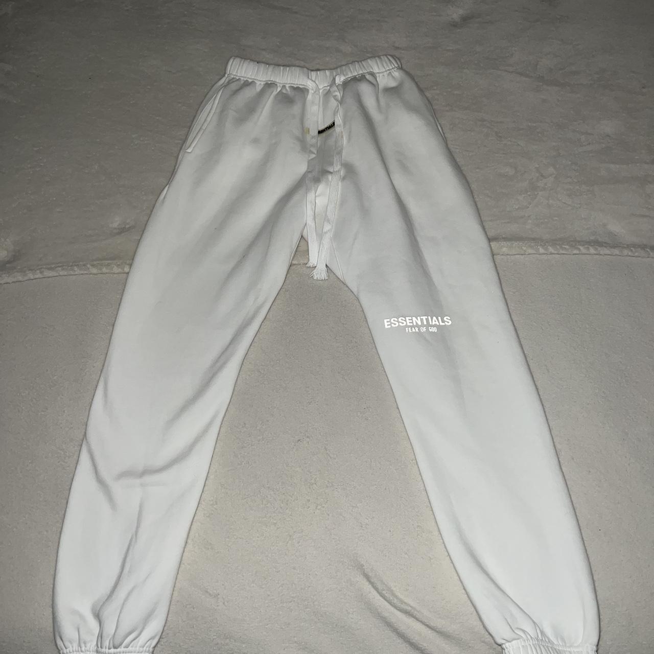 ESSENTIALS TRACKSUIT IN WHITE Hoodie and track... - Depop