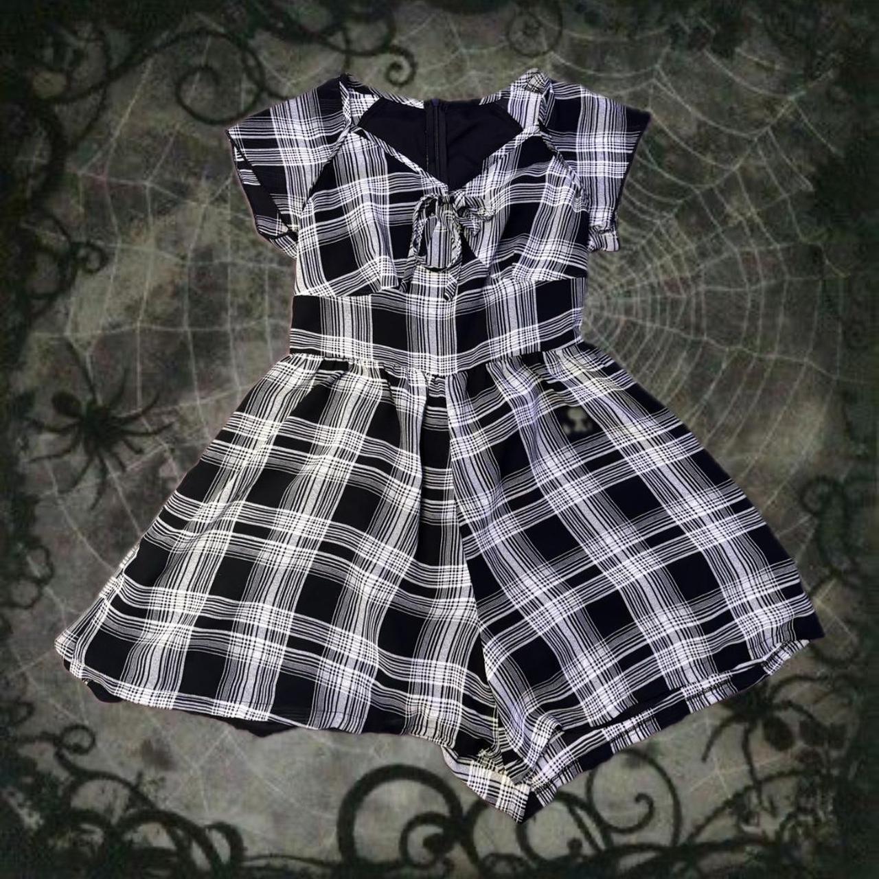 Gothic horror game protagonist plaid romper Size... - Depop