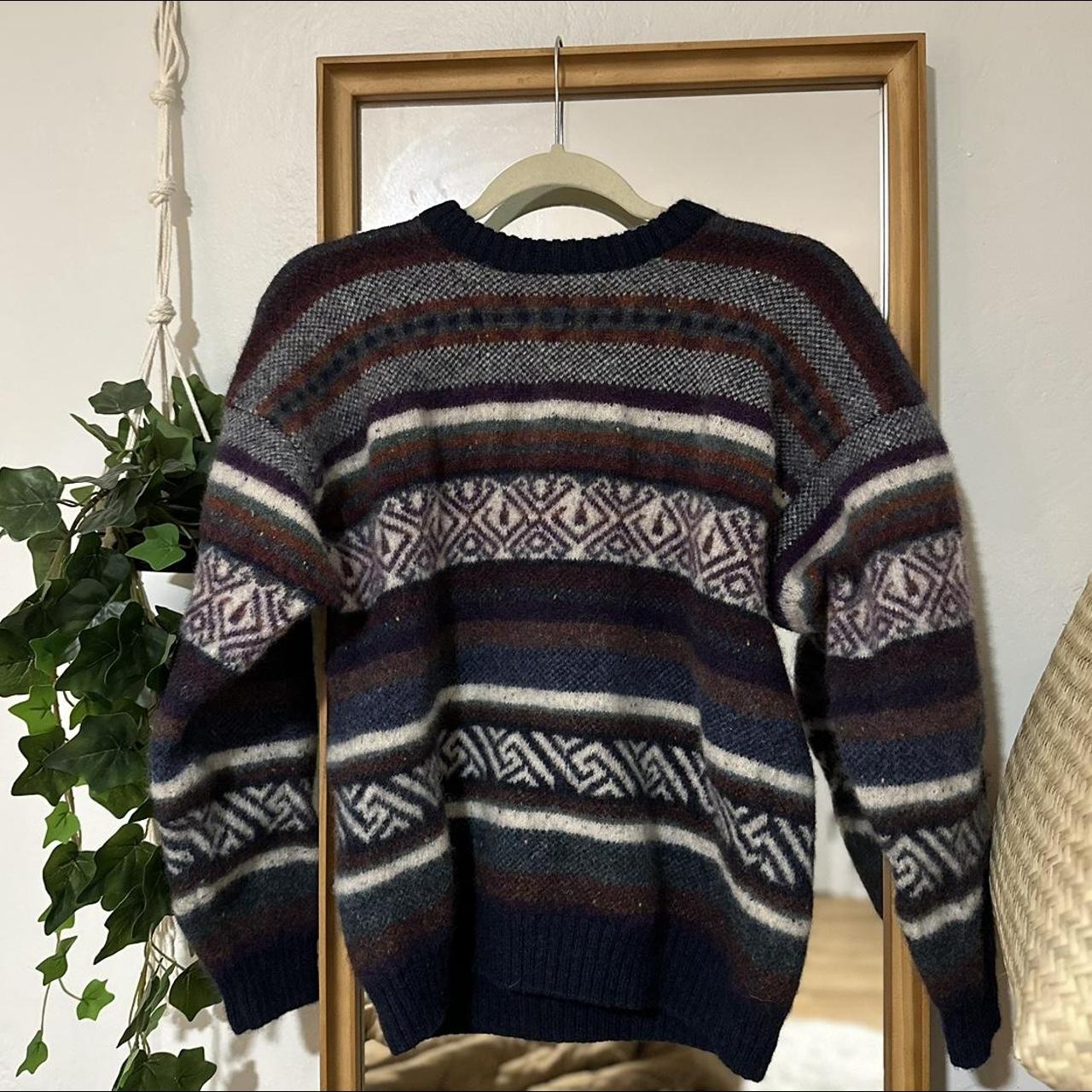 Vintage Colorful Wool Sweater No stains, rips, or... - Depop