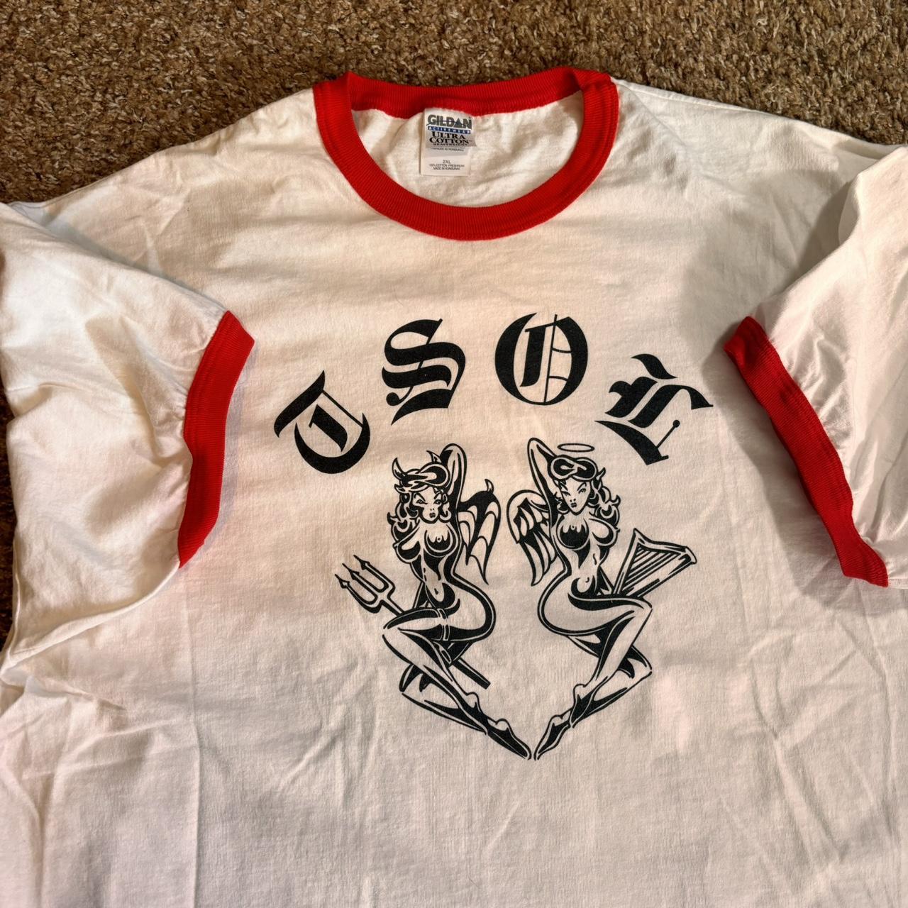 Super clean vintage early 2000s ringer tee with a... - Depop