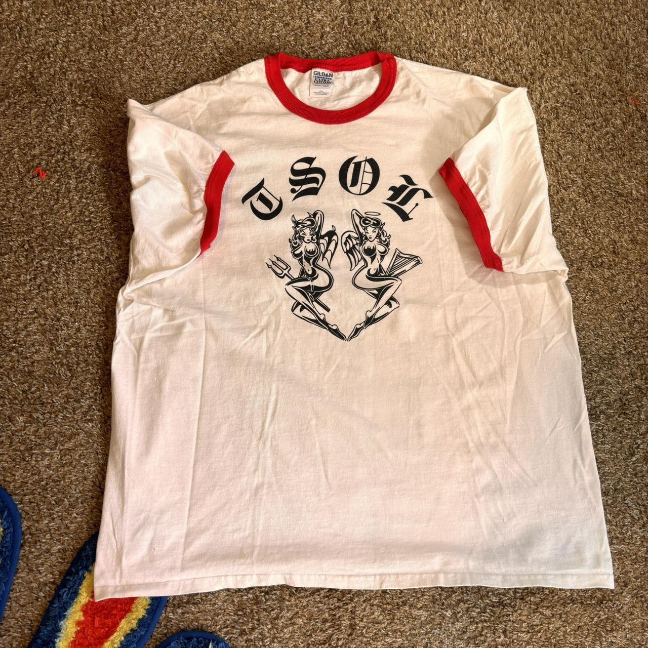 Super clean vintage early 2000s ringer tee with a... - Depop
