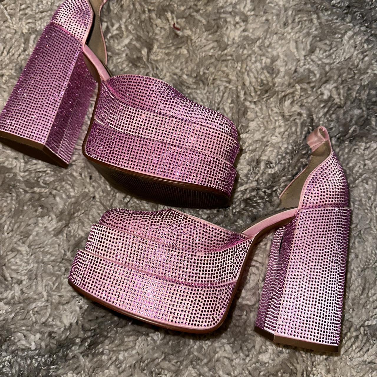 Pink Steve Madden Platform Heels With Rhinestone Depop