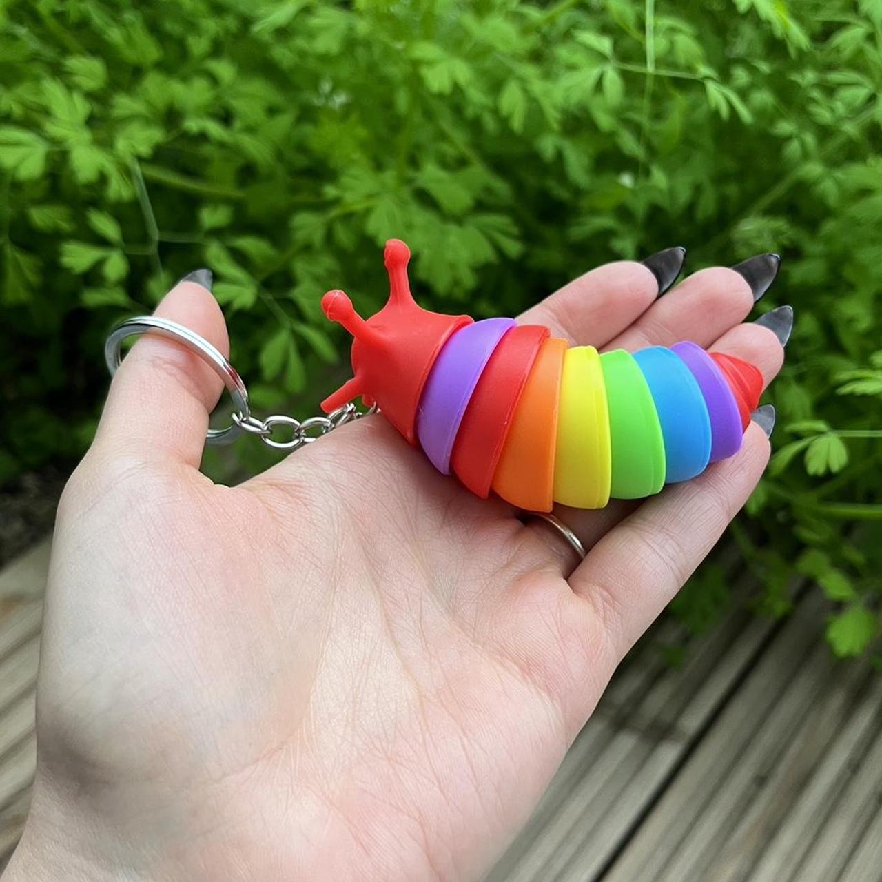 Fidget Slug Keychain- Rainbow Sensory Toy Your... - Depop