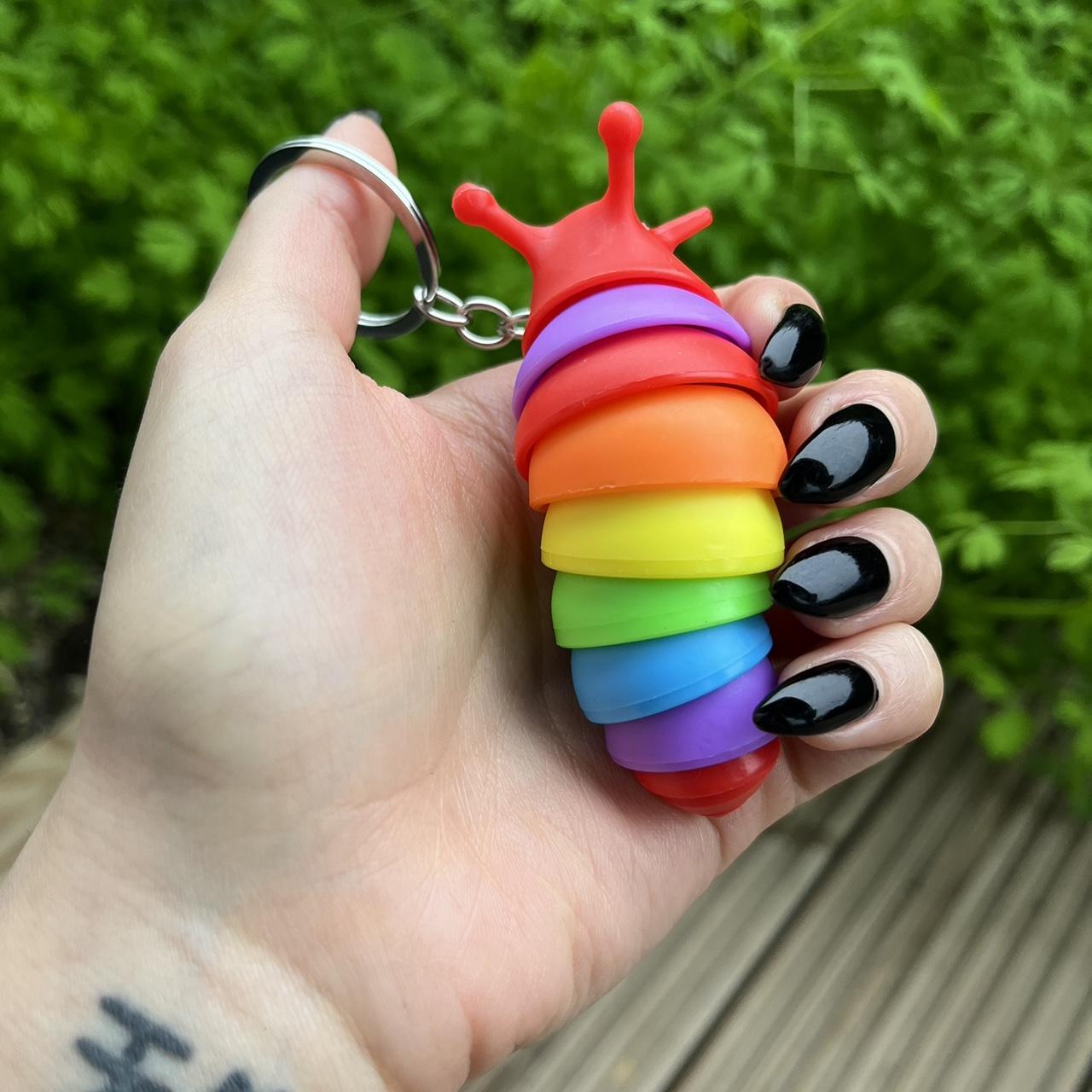 Fidget Slug Keychain- Rainbow Sensory Toy Your... - Depop