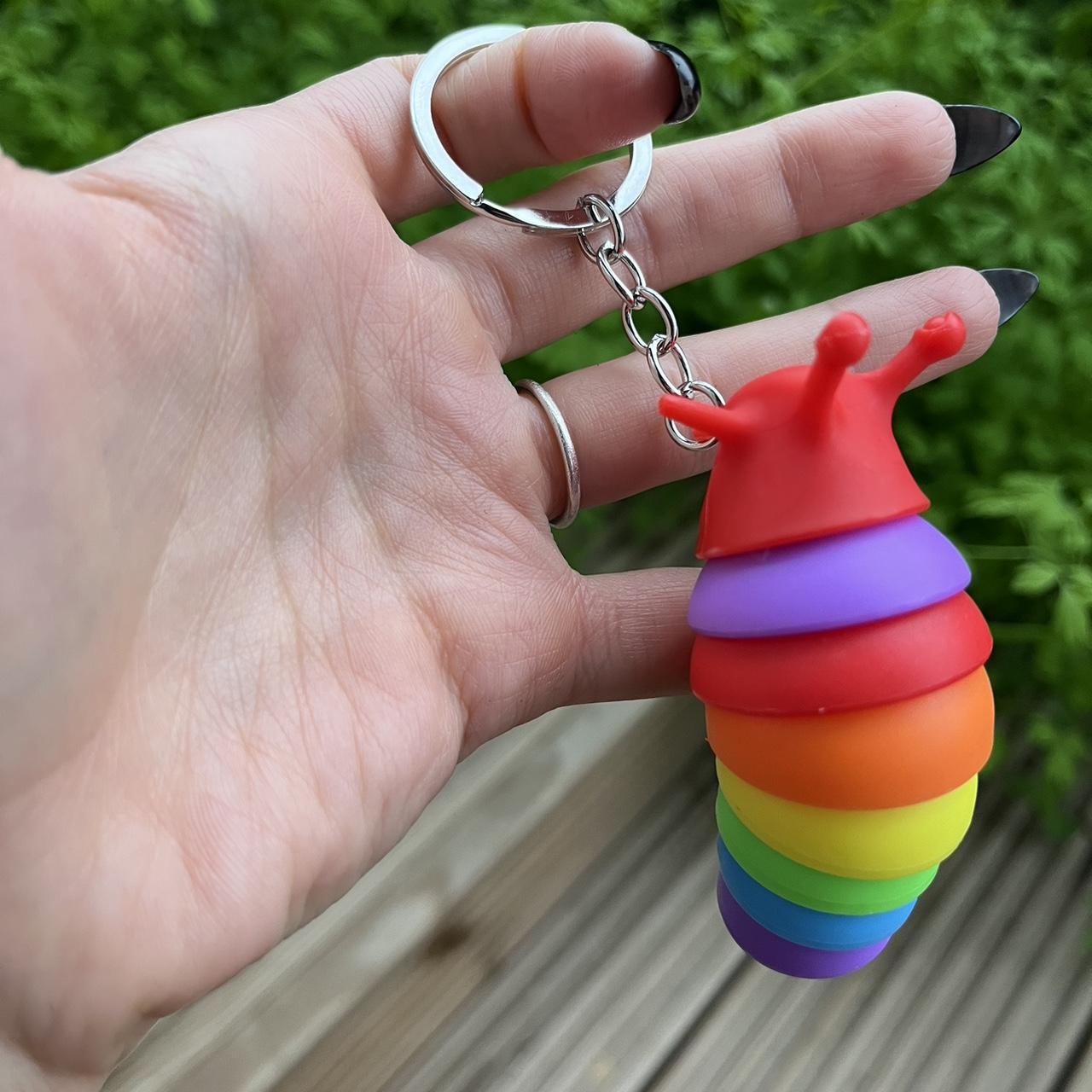 Fidget Slug Keychain- Rainbow Sensory Toy Your... - Depop