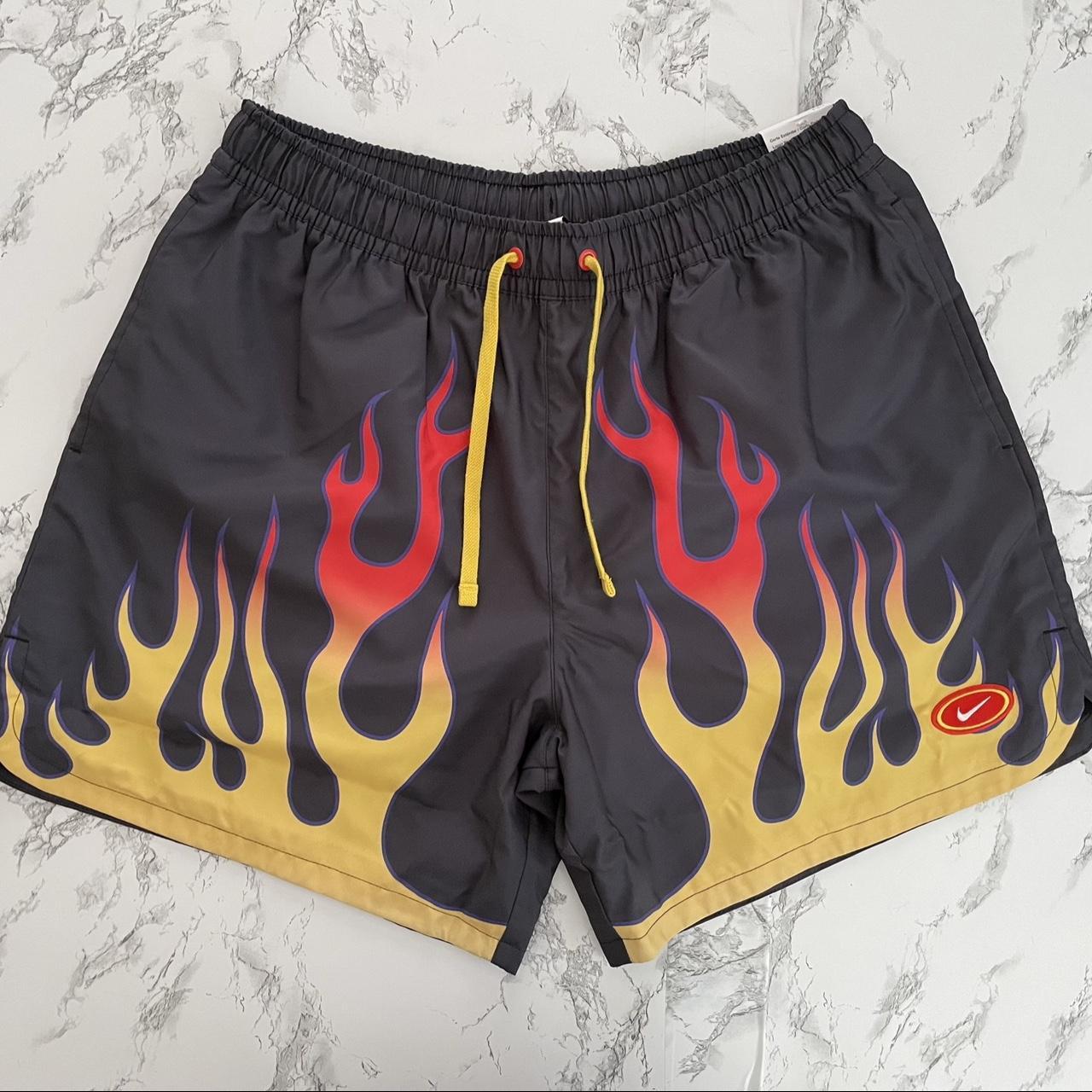 Nike Sportswear Fire Flames Shorts Black Red Men’s... - Depop