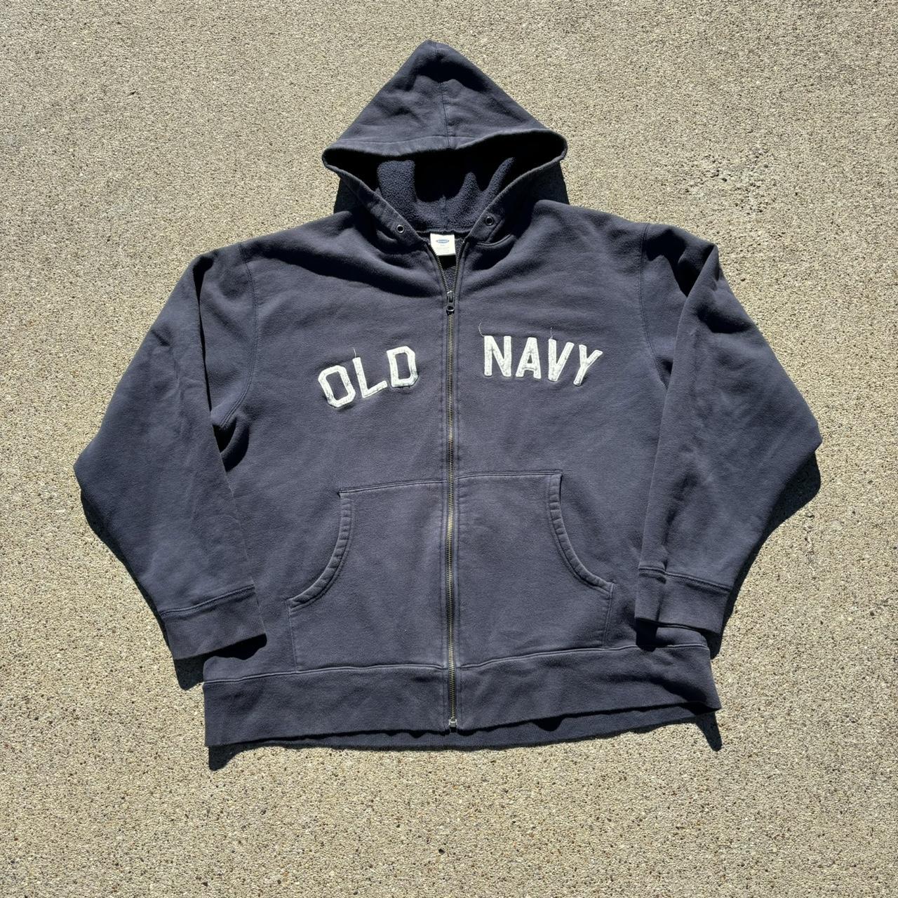 vintage old navy hoodie zip up size: xxl pit to... - Depop