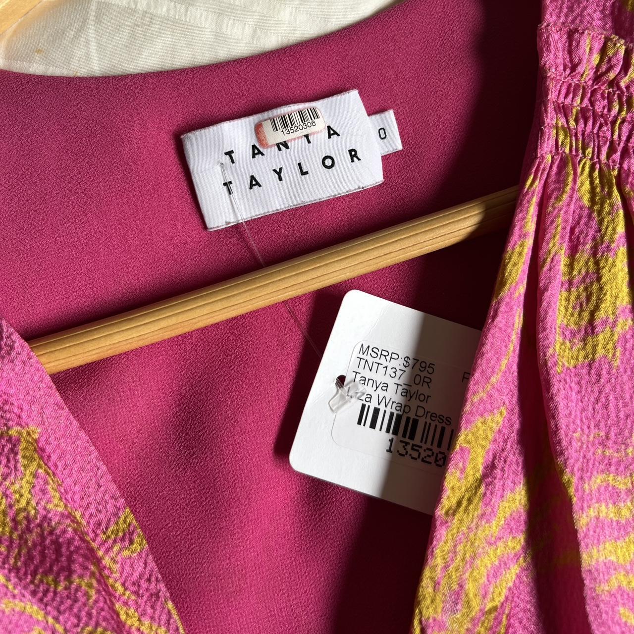 Tanya Taylor Pink Wrap Dress Pink and orange floral... - Depop