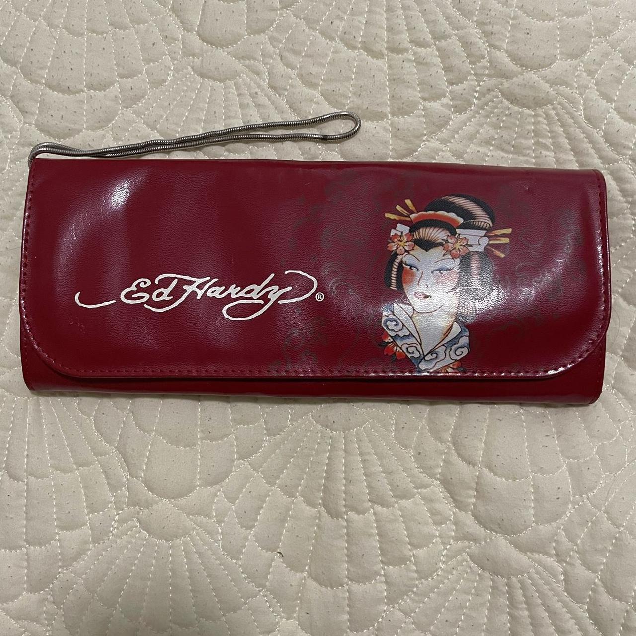 Vintage Ed Hardy Red Purse/Wallet MSG BEFORE... - Depop