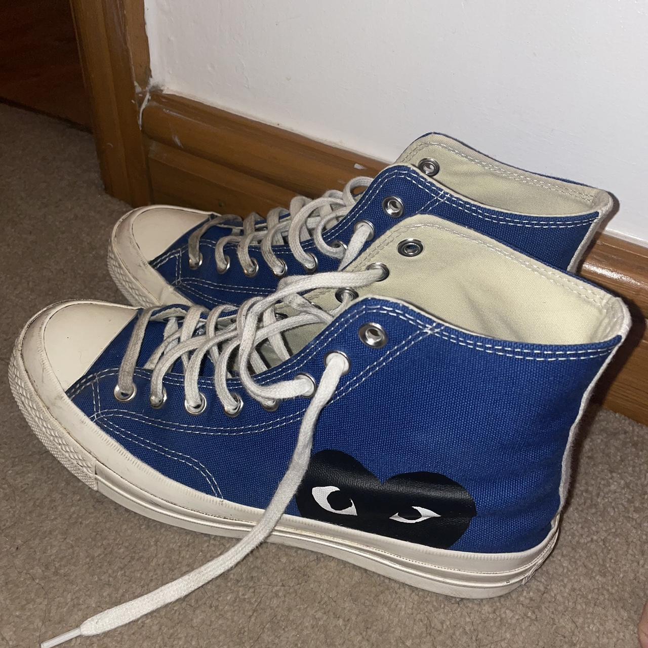 BLUE CDG X CONVERSE Size 8 only warn a handful of... - Depop