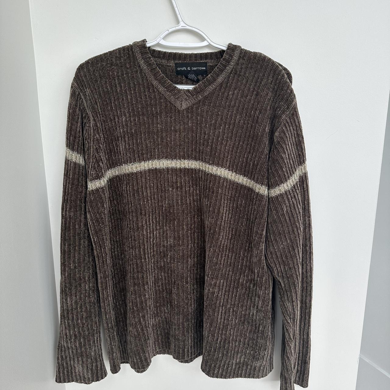 Croft & Barrow Women's Brown and Cream Jumper | Depop