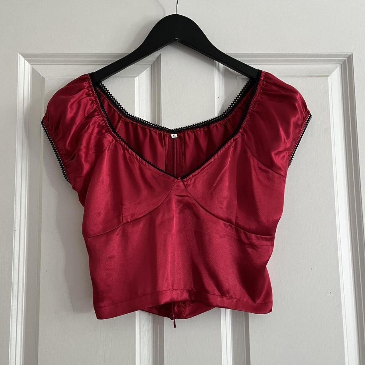 Noemotions clothing red satin crop top Excellent... - Depop