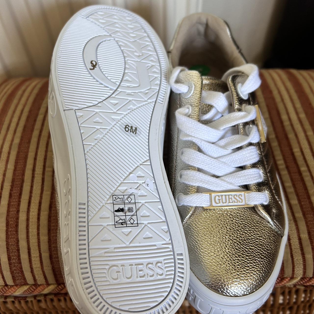Guess metallic gold trainers - really cute! Size 4... | Depop