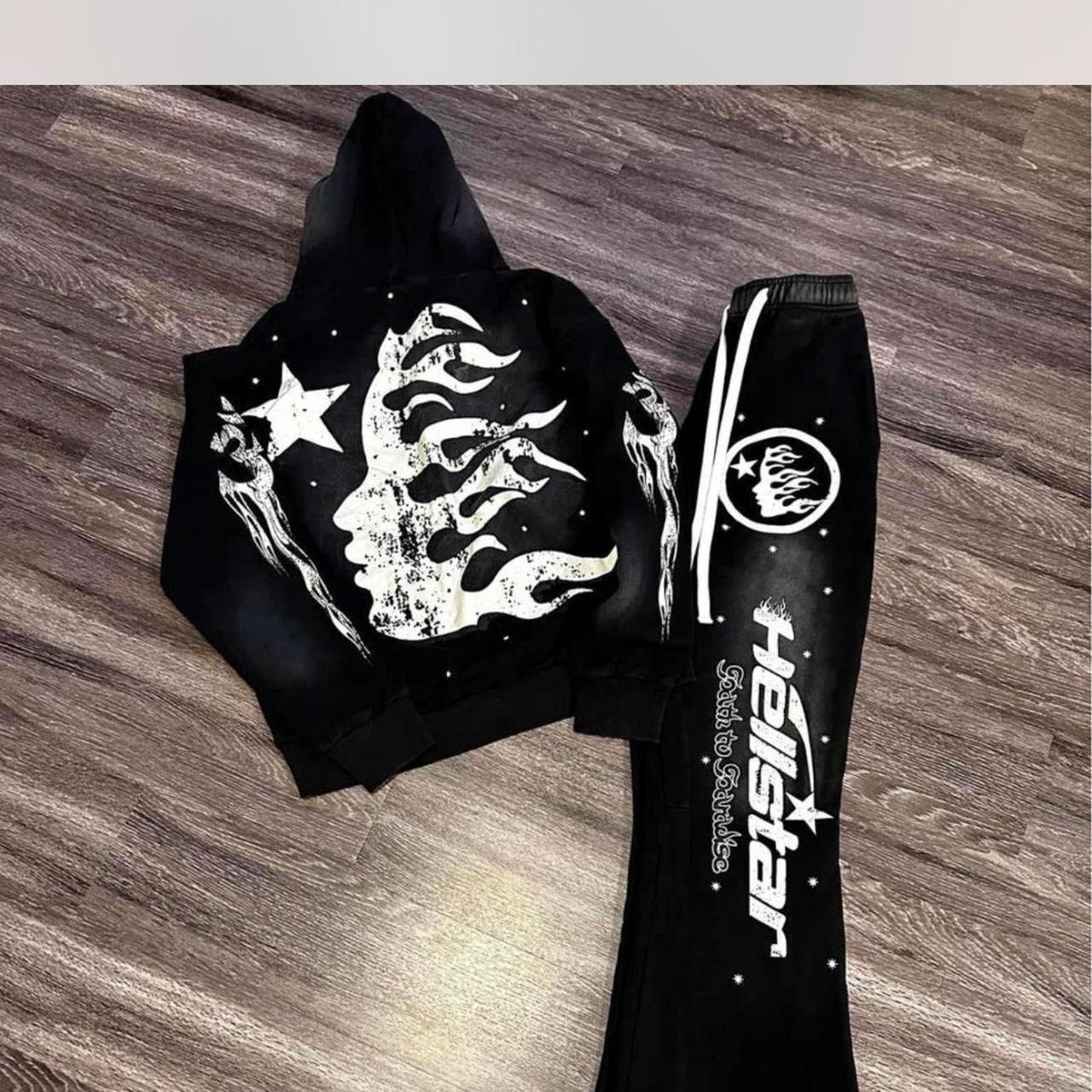 Hellstar black and white tracksuit Original price :... - Depop