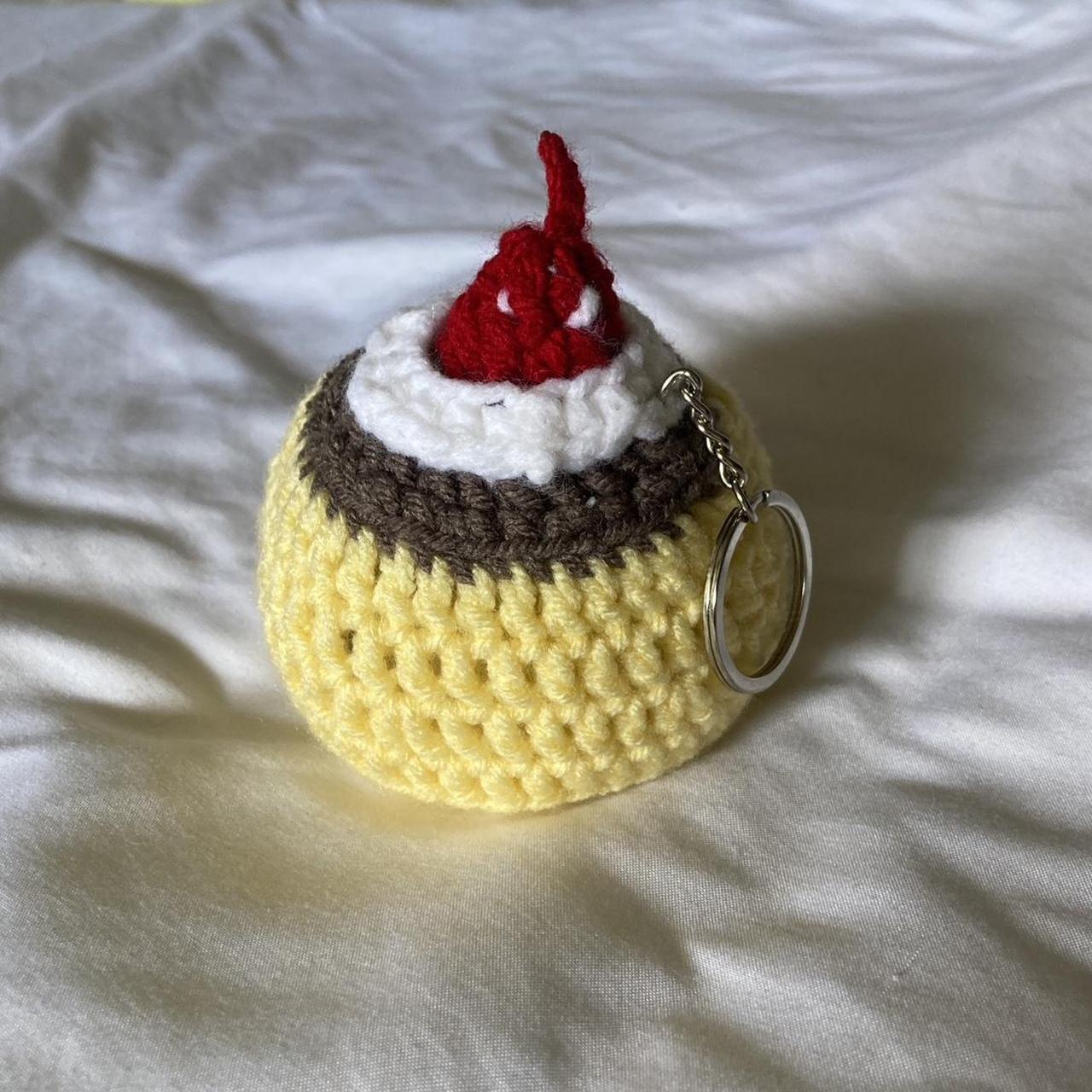 crochet pudding keychain 🍮 - handmade by me - ready... - Depop