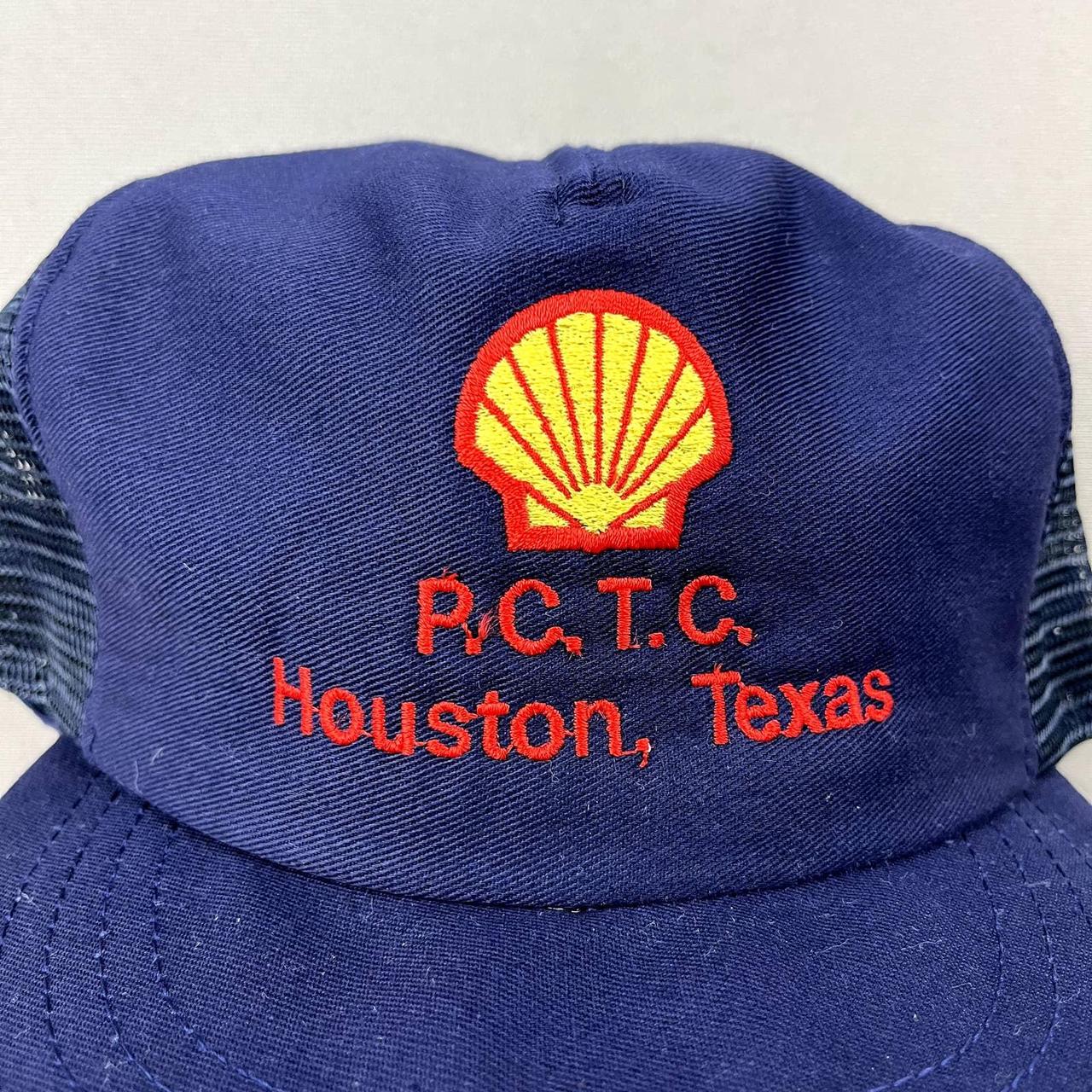 Vintage Shell Gas Hat Cap Snapback Trucker Navy Blue... - Depop