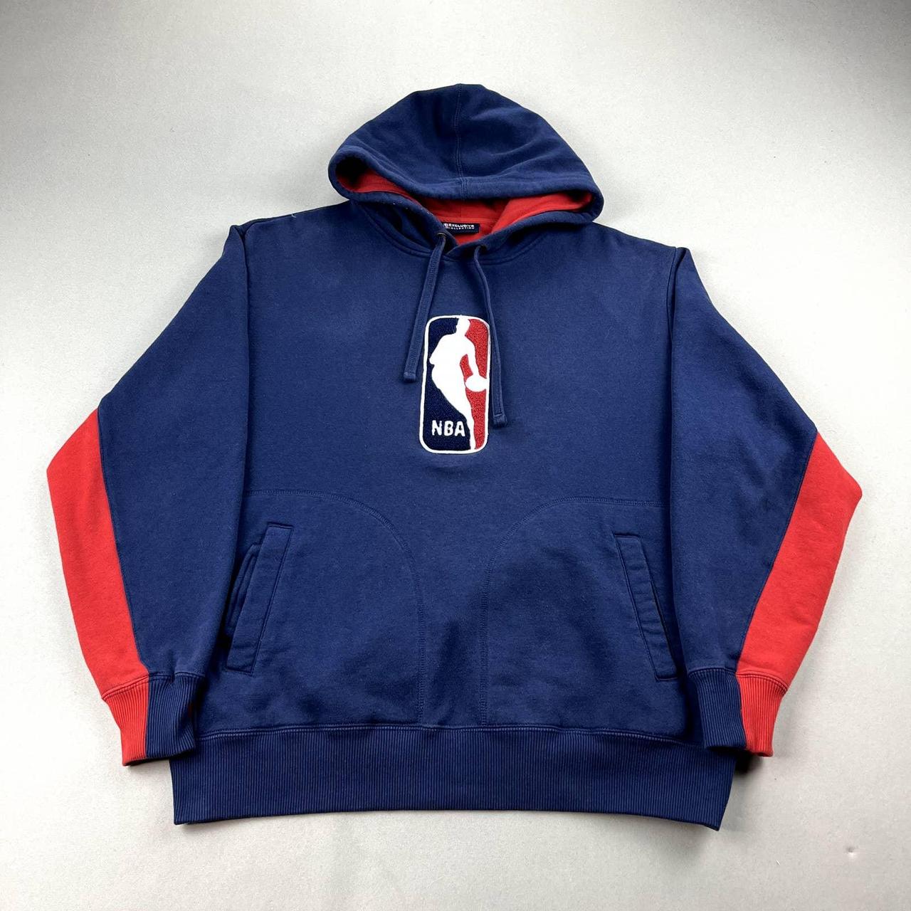 Vintage NBA Hoodie Sweatshirt Adult Medium Blue Red... - Depop