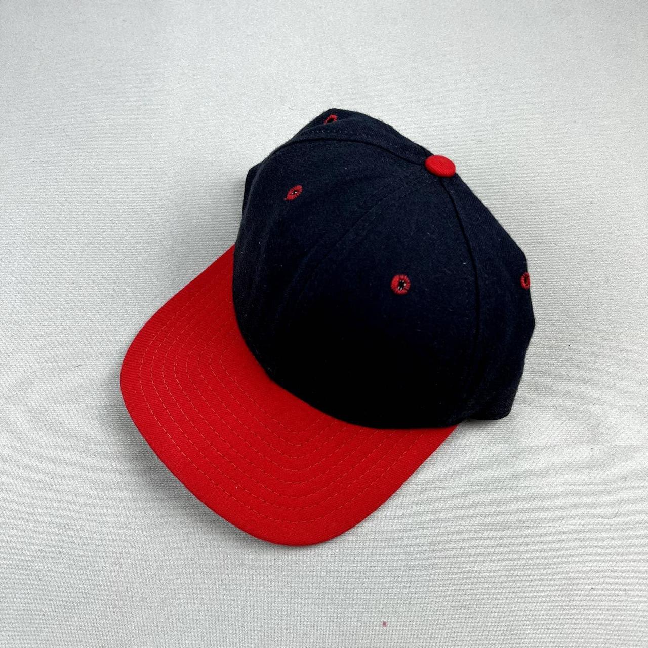 Vintage New Era Hat Cap Fitted 7-1/4 Black Red Blank... - Depop