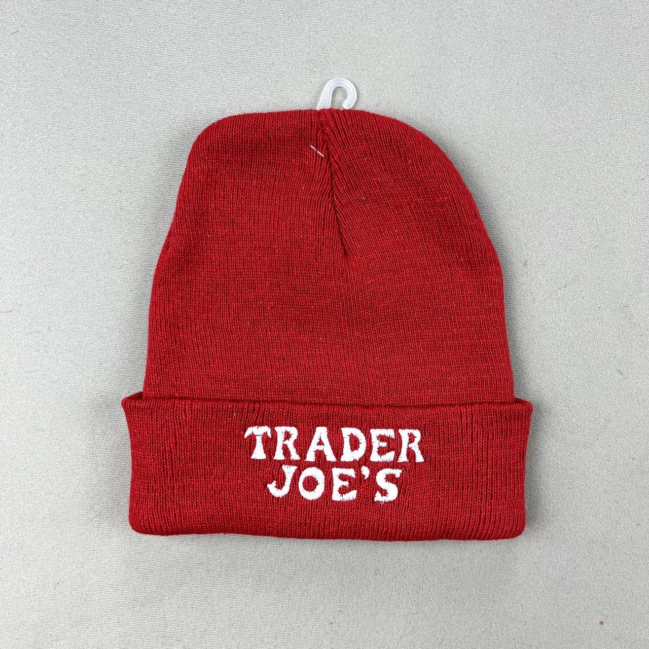 Trader Joes Beanie Hat Cap Red Grocery Store... - Depop
