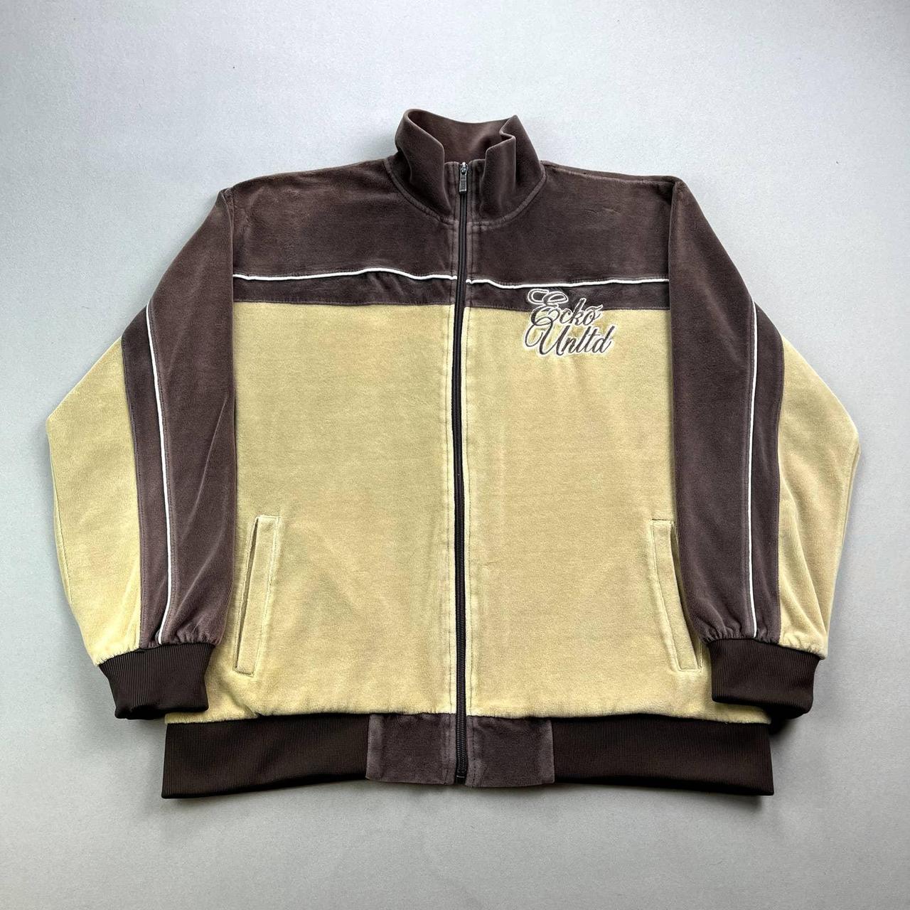 Vintage Ecko Unltd Track Jacket Mens Small Brown Tan... - Depop