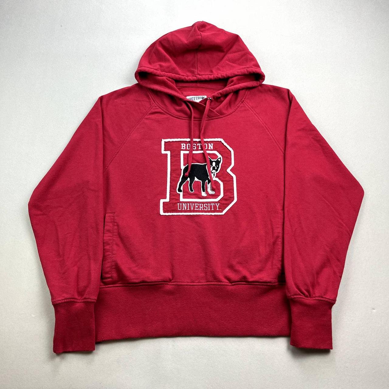 Boston University Hoodie Sweatshirt Womens Large Red... - Depop