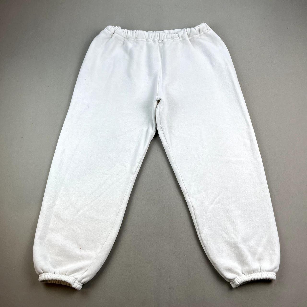Vintage White Sweatpants Mens Small Stretch Blank... - Depop