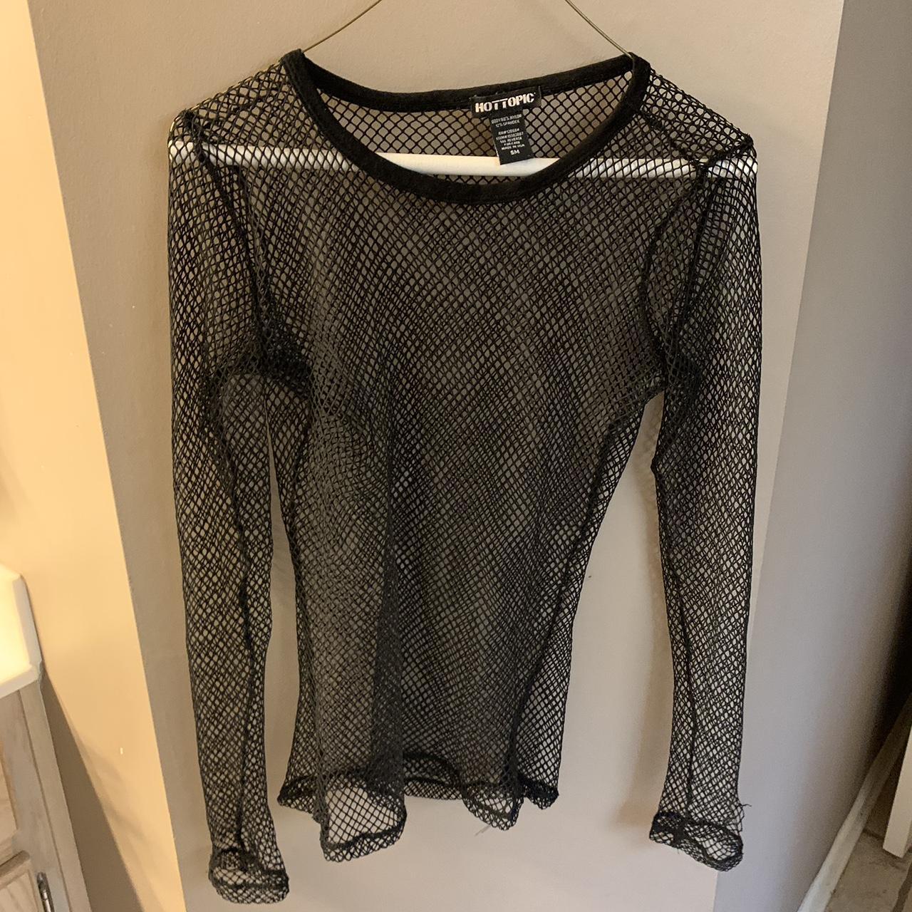 small long sleeved fishnet shirt from hot topic,only... - Depop